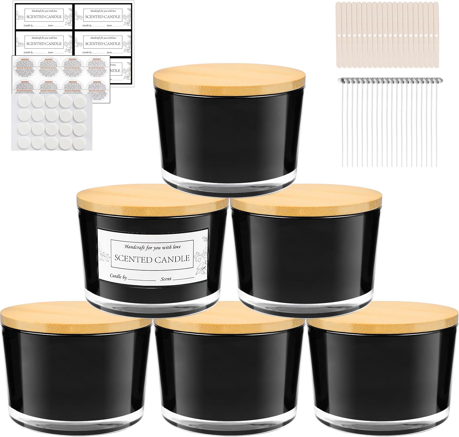 Amazon.com: CONNOO 15 Pack 4 OZ Matte Black Glass Candle Jars with ...