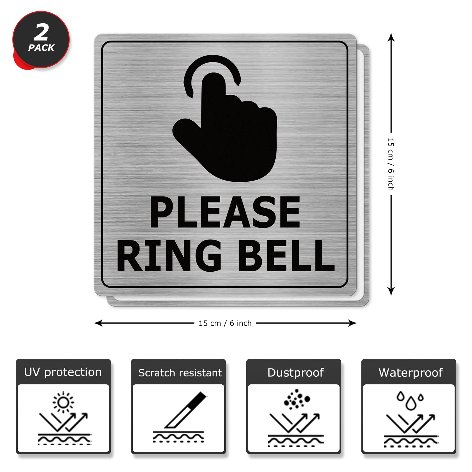Snapklik.com : Please Ring Bell Signs 6 6 Inches Aluminum Self-Adhesive ...