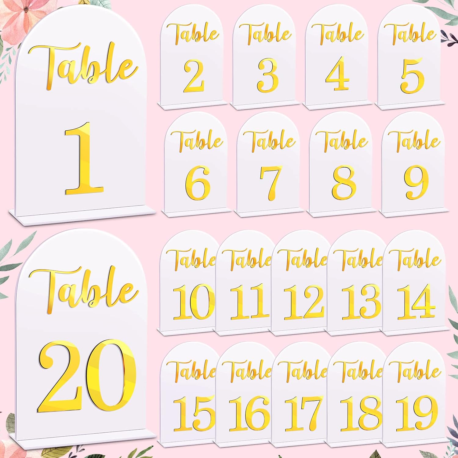 Amazon.com: 20 Pieces Arch Acrylic Wedding Table Numbers White Table ...