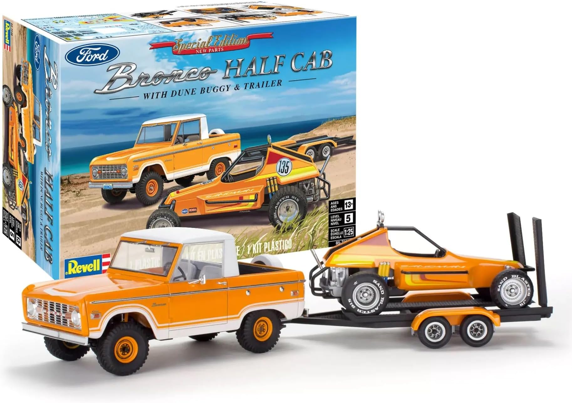 Revell 85-7228 Bronco Half Cab with Dune Buggy and Trailer 149 Piece ...