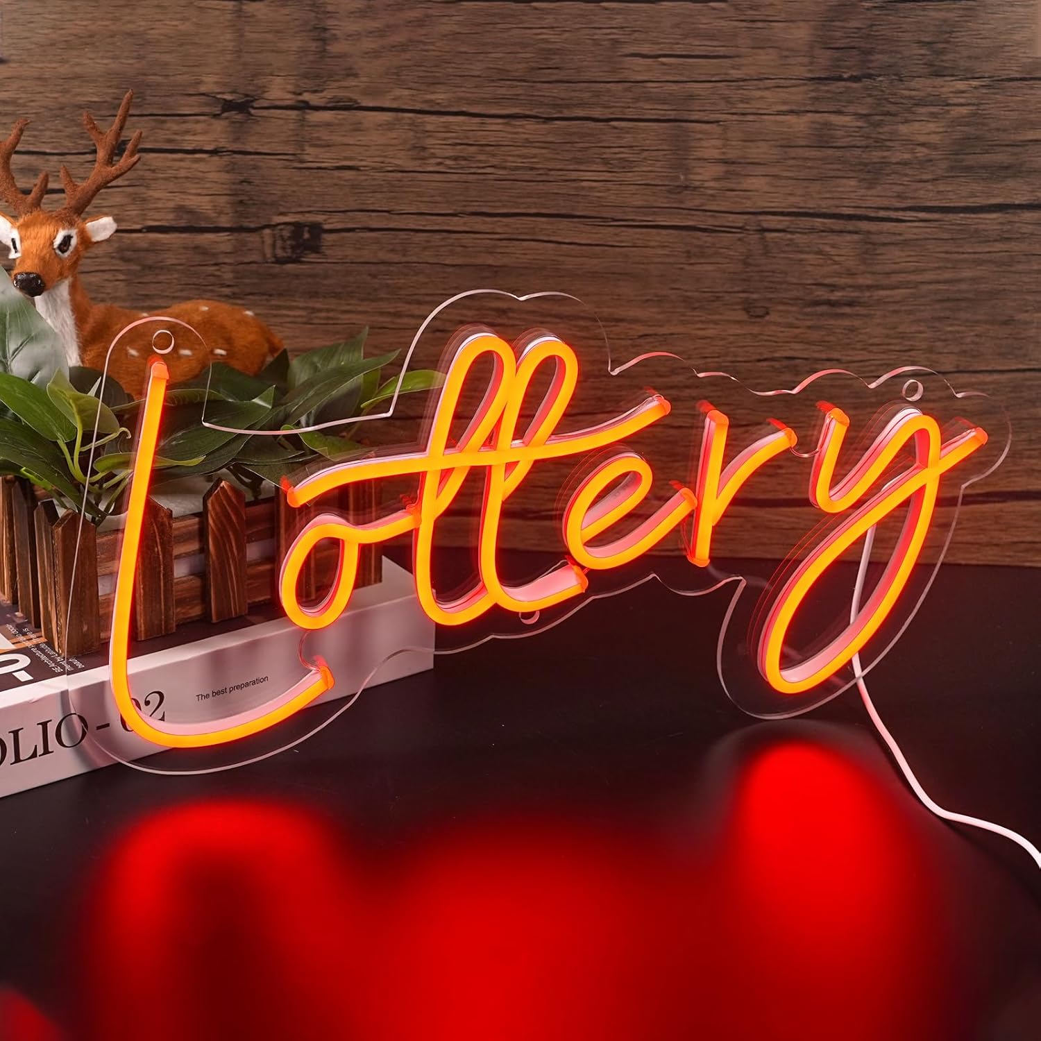 Amazon.com : KANAYA 23inch Lottery Neon Sign, Red Lottery LED Lights ...