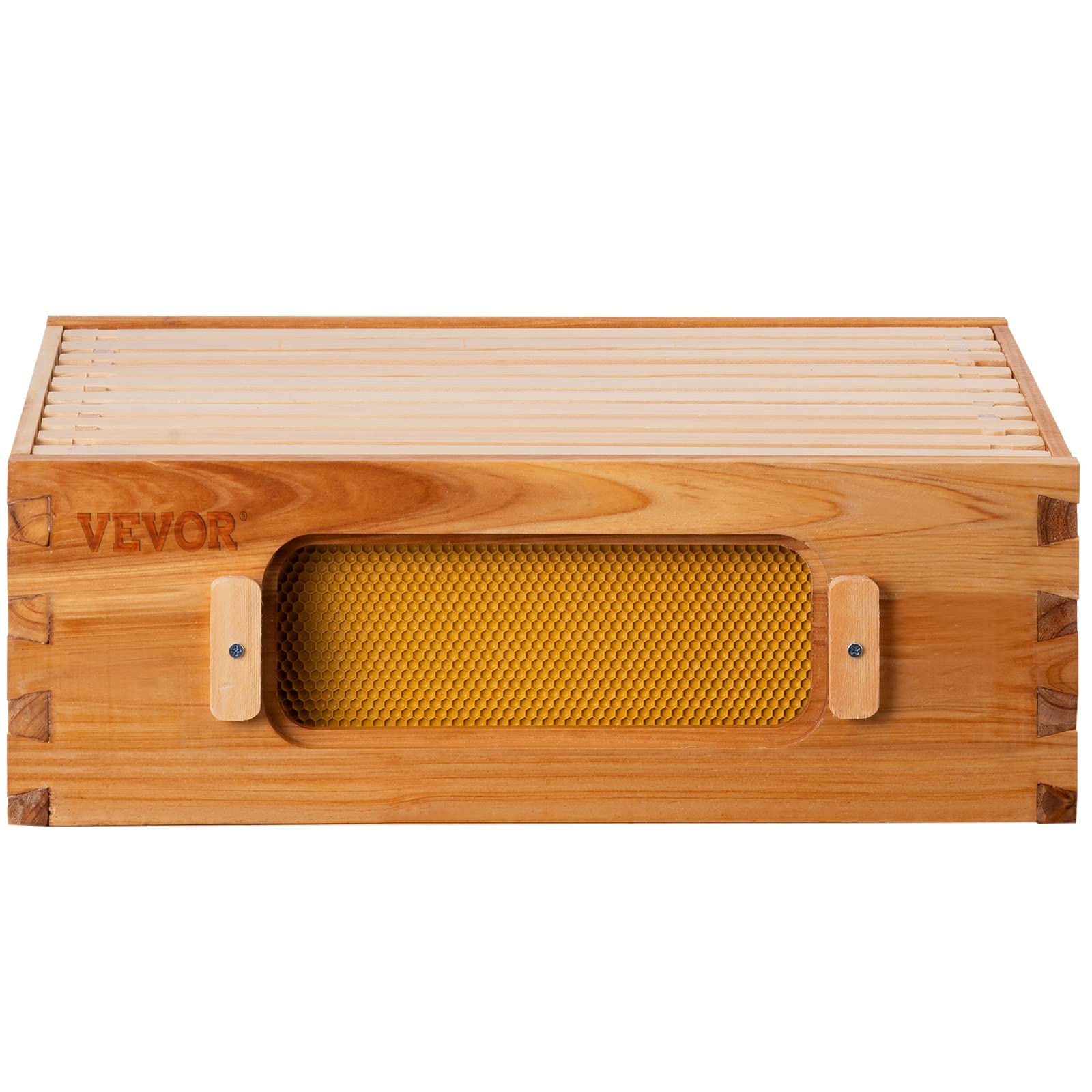 VEVOR Bee Hive Medium Super Box, 100% Beeswax Coated Natural Wood ...