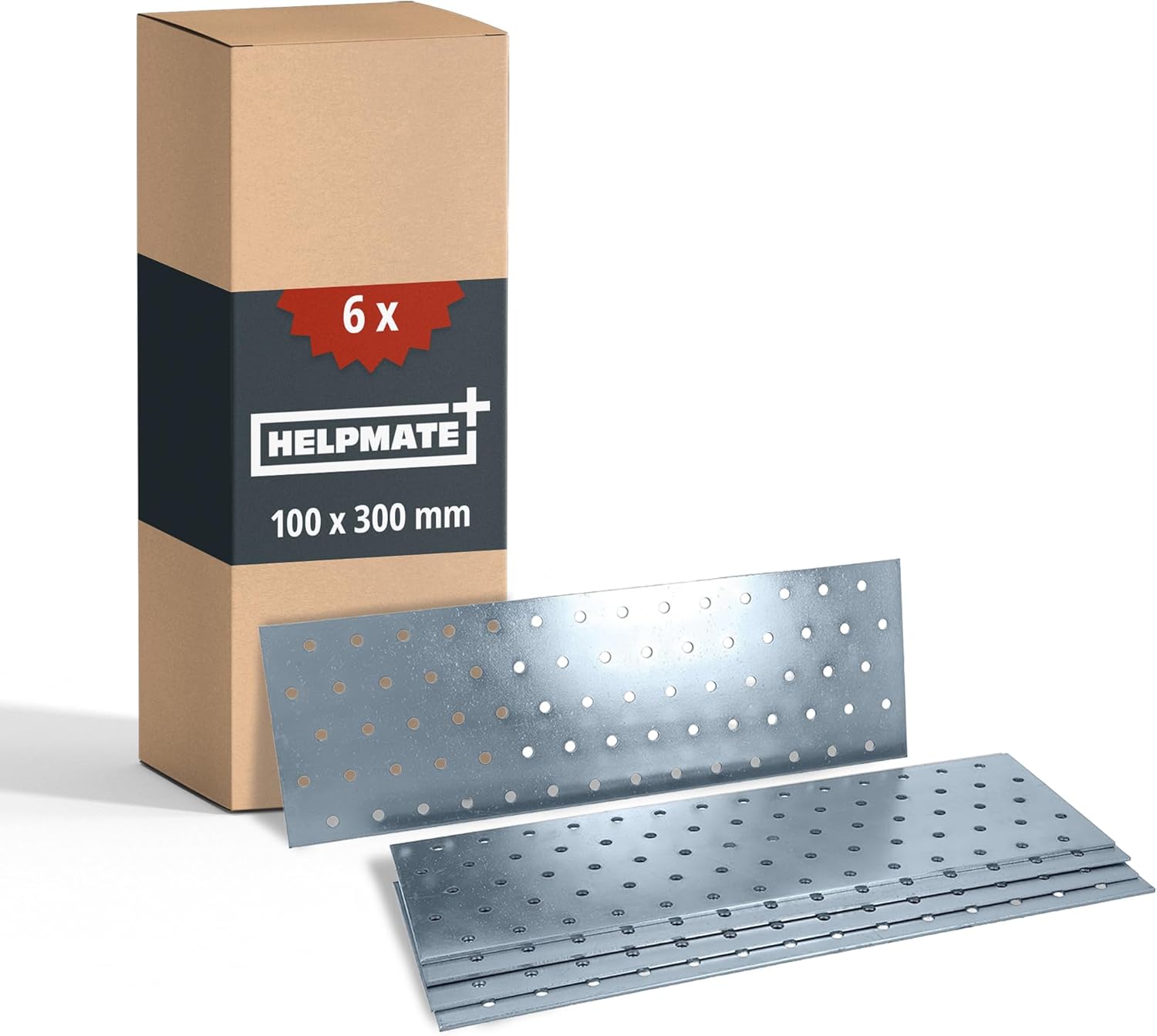 HELPMATE – 6 Stück Lochplatten 100x300 mm – Flachverbinder galvanisch ...