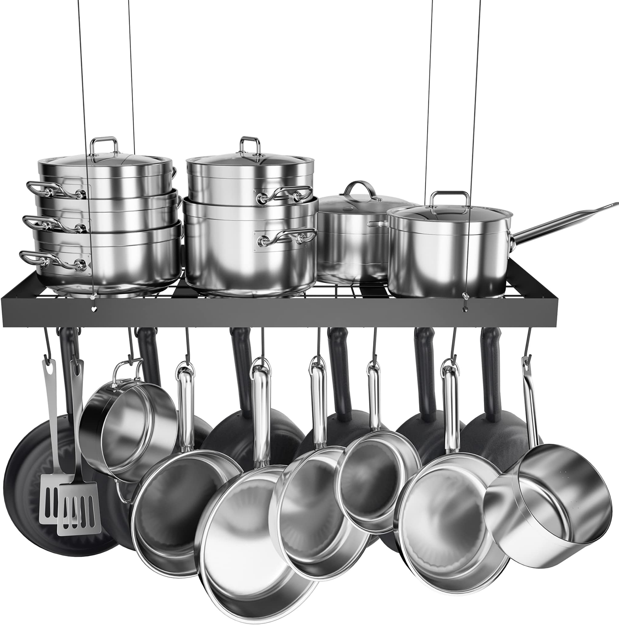 Amazon.com: KAPTRON Pot Rack Ceiling Mount Cookware Pan Rack Hanging ...