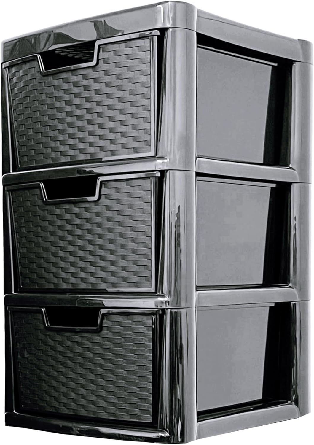 KYY'Z Plastic Storage Drawers Unit Large BLACK Rattan Effect 2|3|4 ...