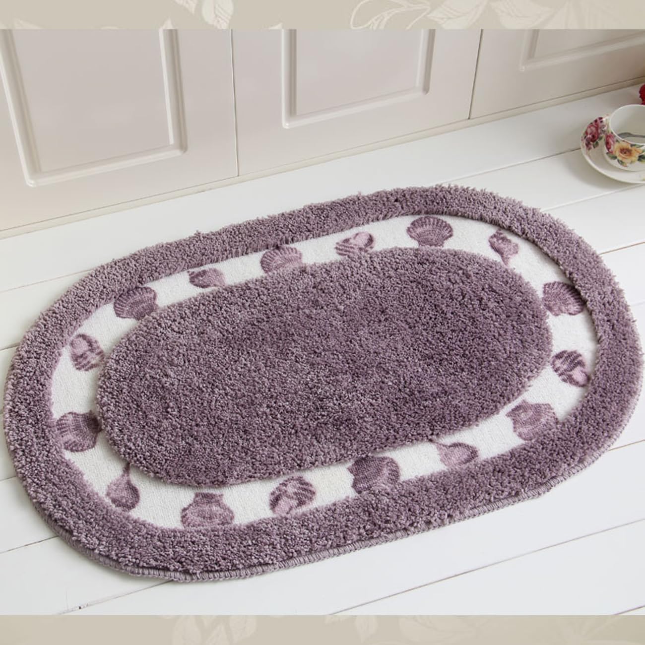Amazon.com: Shell Pattern Bath Rug, Cute Bathroom Rug Soft Microfiber ...