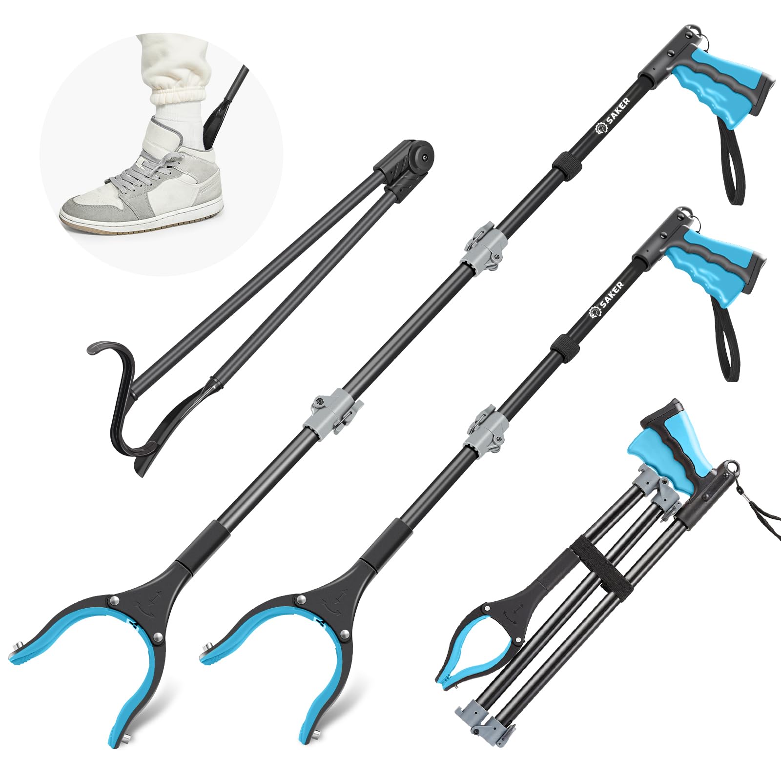 Saker 3Pack Grabber Reacher Tool-32"Long Handled Dressing Stick and 44 ...