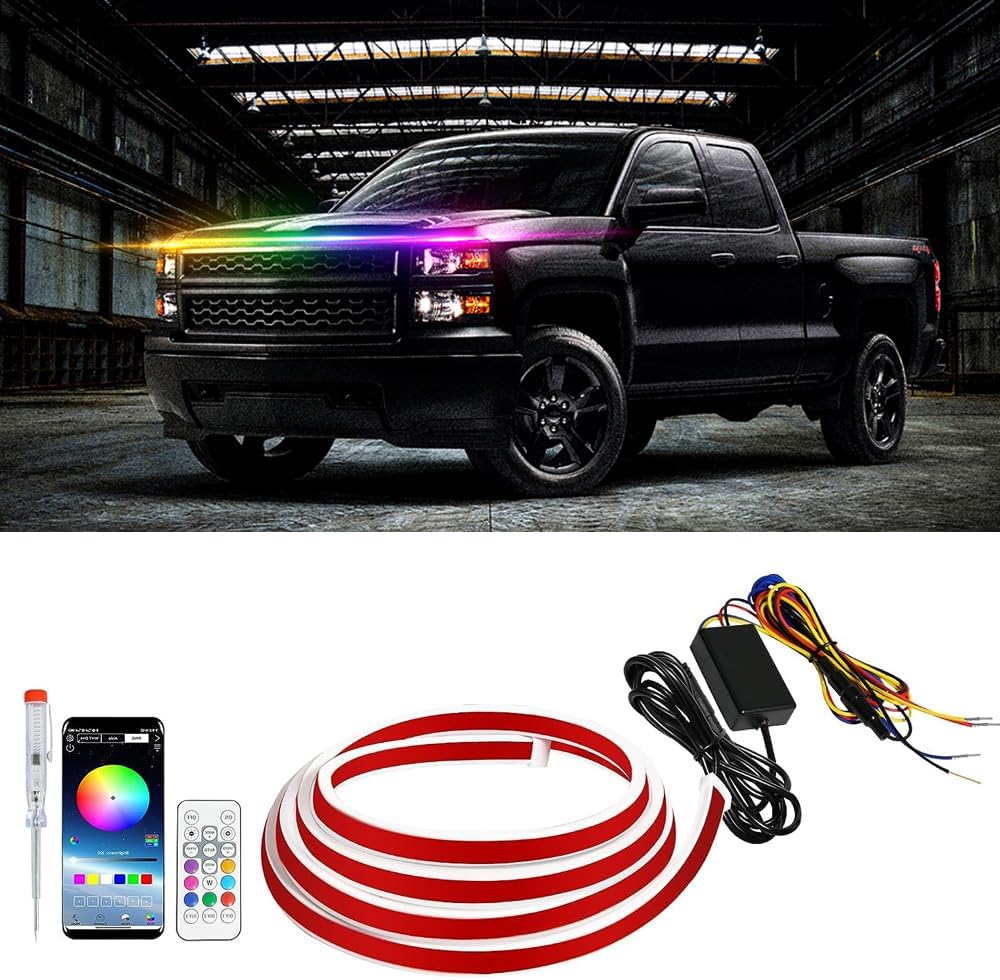 Amazon.com: DREAMIZER 71" 12V RGB Car LED Lights Exterior Flexible Hood ...