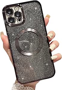 Amazon.com: aowner Magnetic Case for iPhone 14 Pro Glitter Case, Luxury Plating Cute Bling with ...