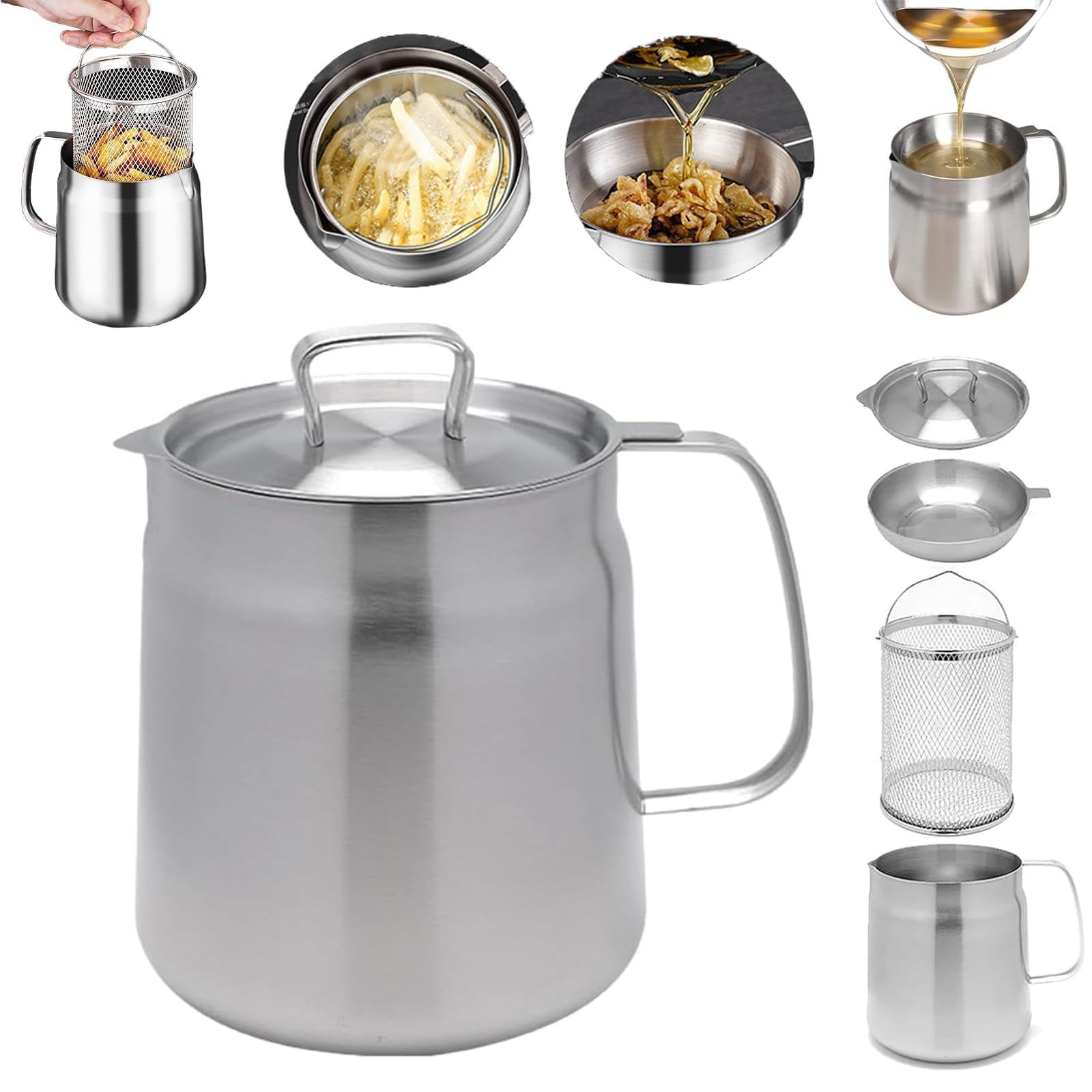 Amazon.com: KINNG 304 Stainless Steel Oil kettle pot Filter Container ...