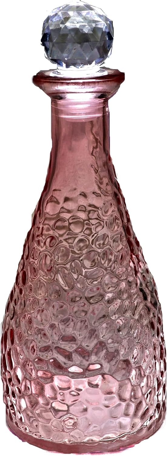 Amazon.com: TRU HEART BRAND Pink Hammered Glass Bottle with Stopper, 6. ...