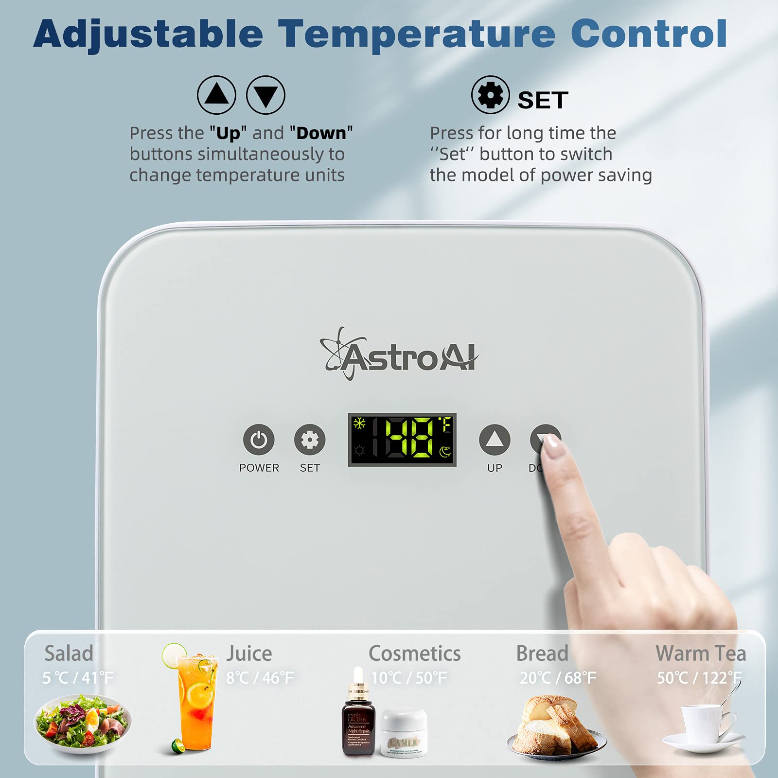 AstroAI Mini Fridge 10 Liter/15 Can, White Color, With Digital ...