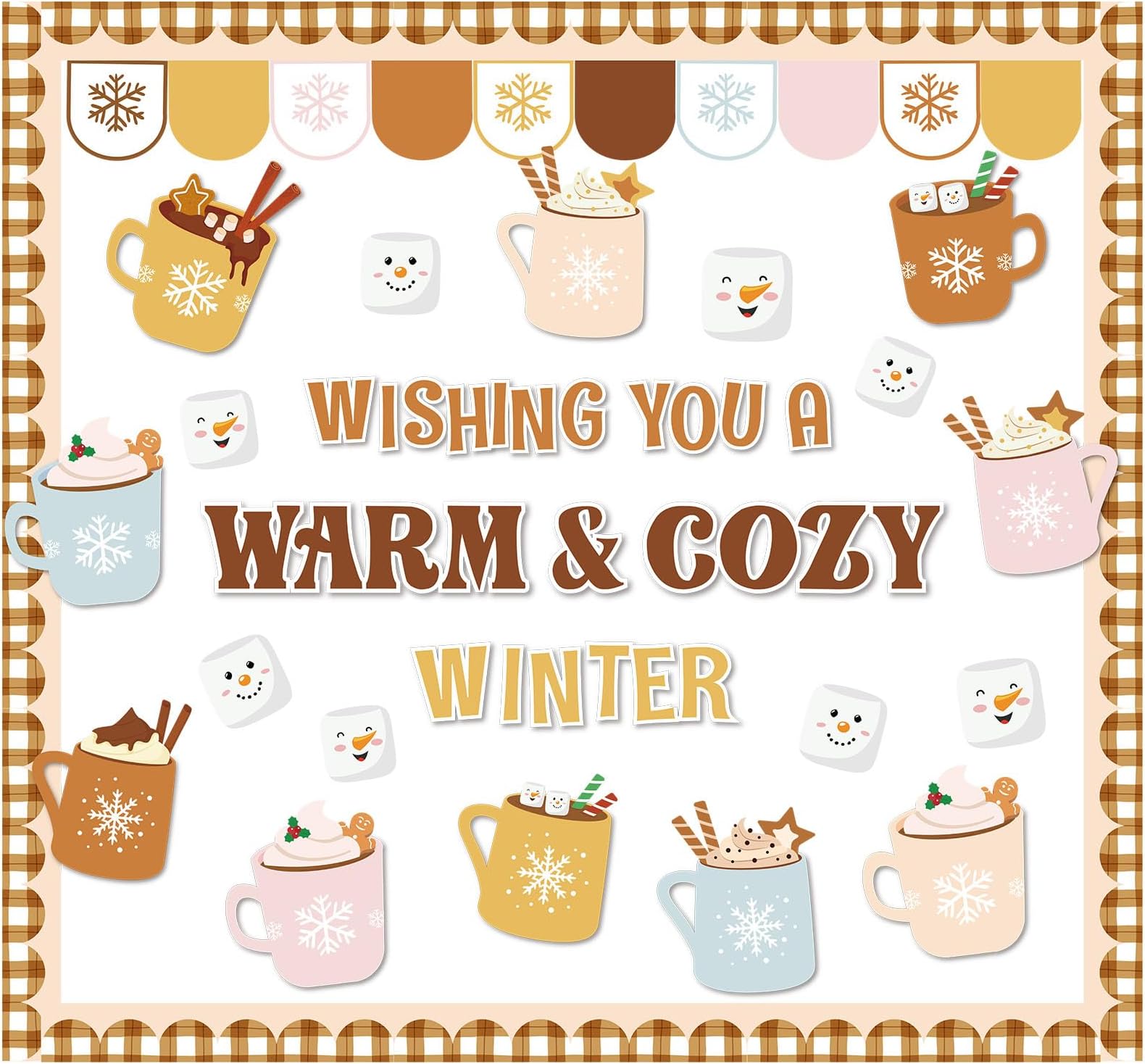 Amazon.com: TaoBary 73 Pcs Hot Cocoa Cutouts Christmas Bulletin Board ...