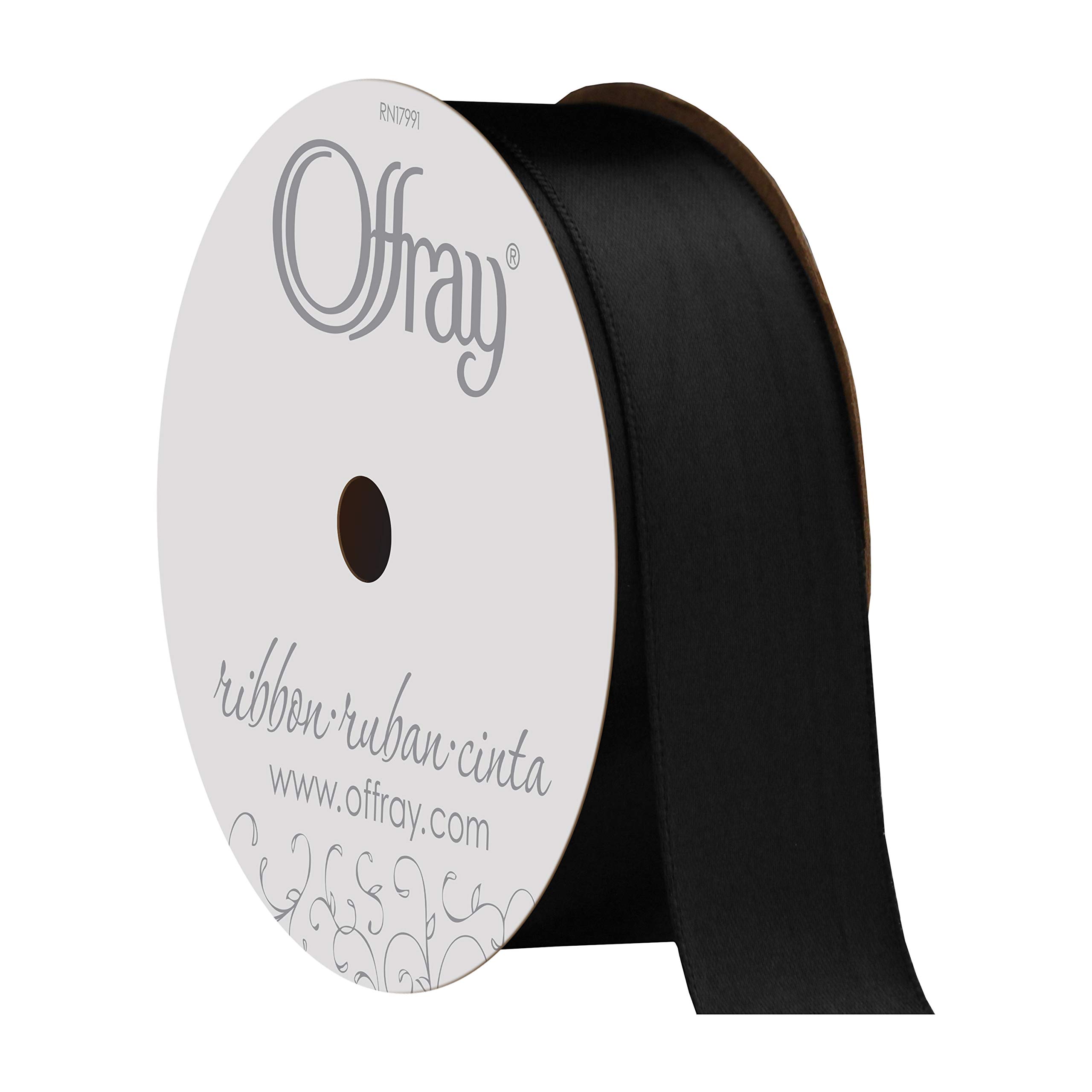 Offray Double Face Satin Craft Ribbon, 78-Inch x 18-Feet, Black ...