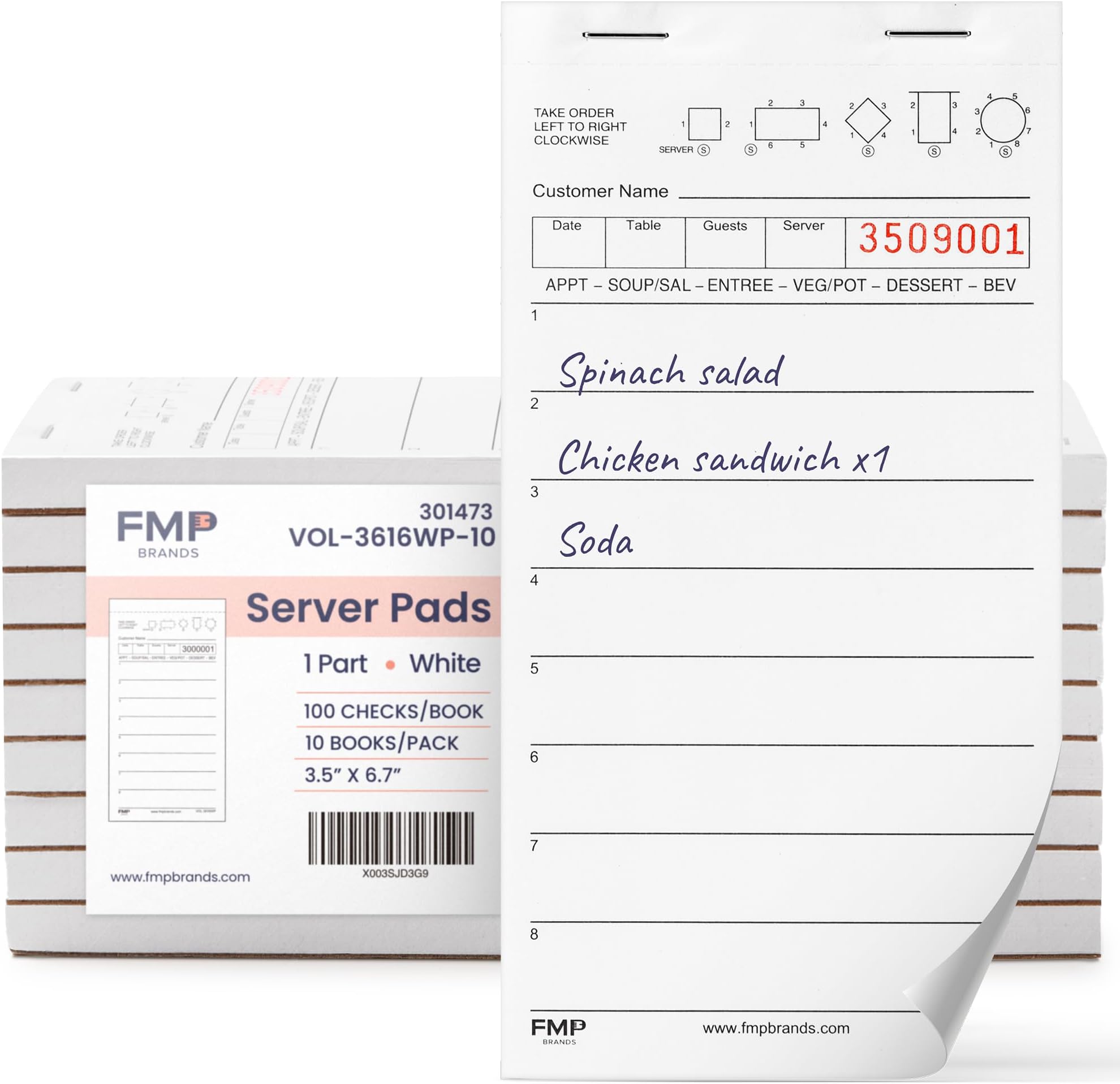 Amazon.com: FMP Brands Server Note Pads, Total 1000 Sheets, 10 Pads ...