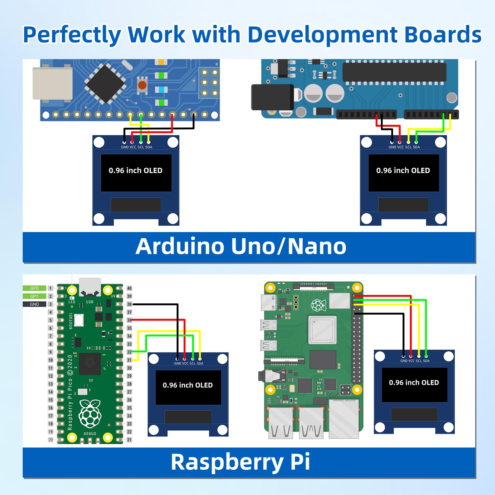 Snapklik.com : iPistBit 5 Pcs 0.96 Inch OLED I2C IIC Display Module ...