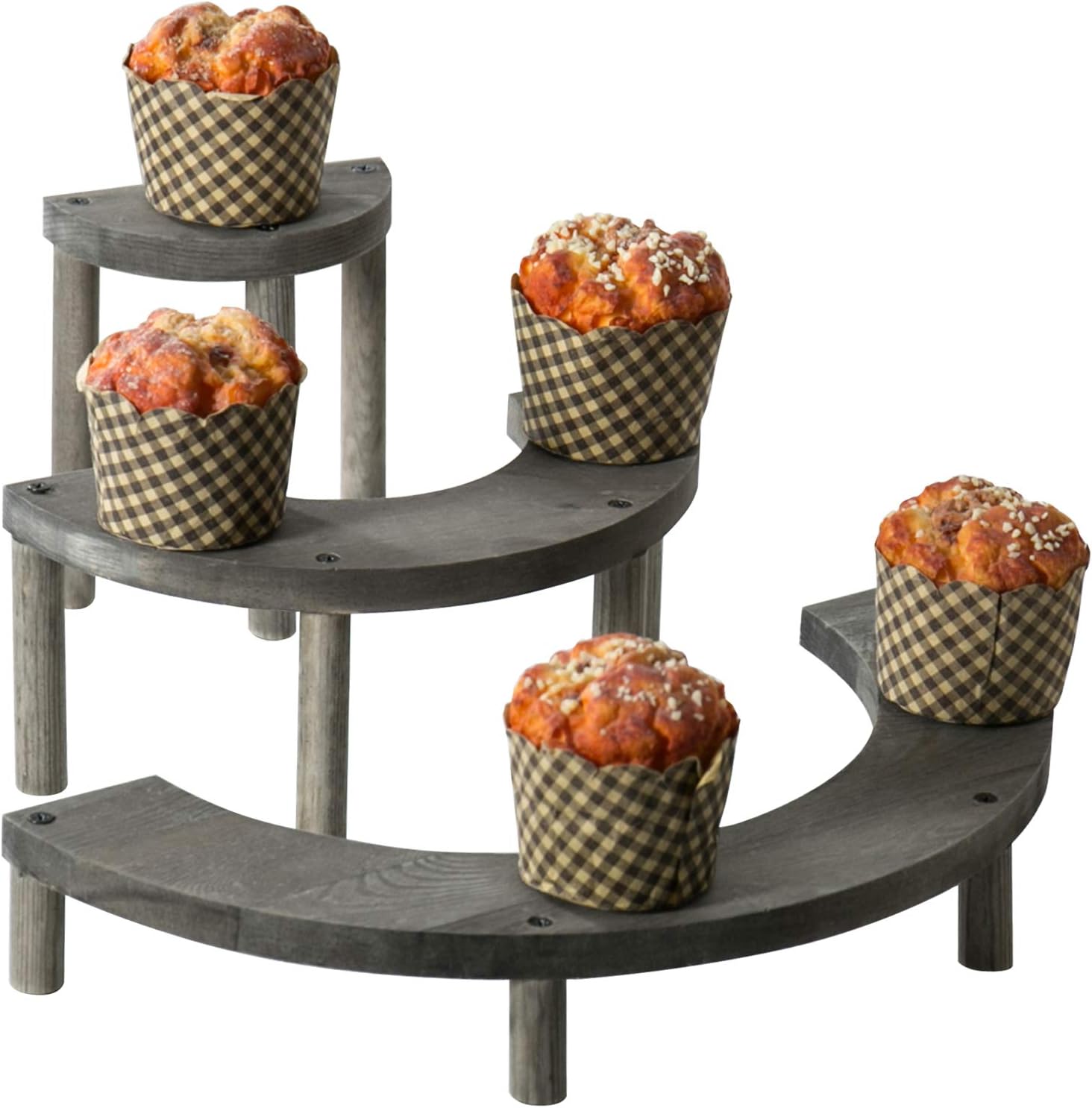 Amazon.com: MyGift Semicircle 3 Level Cupcake Stand Set, Vintage Gray ...