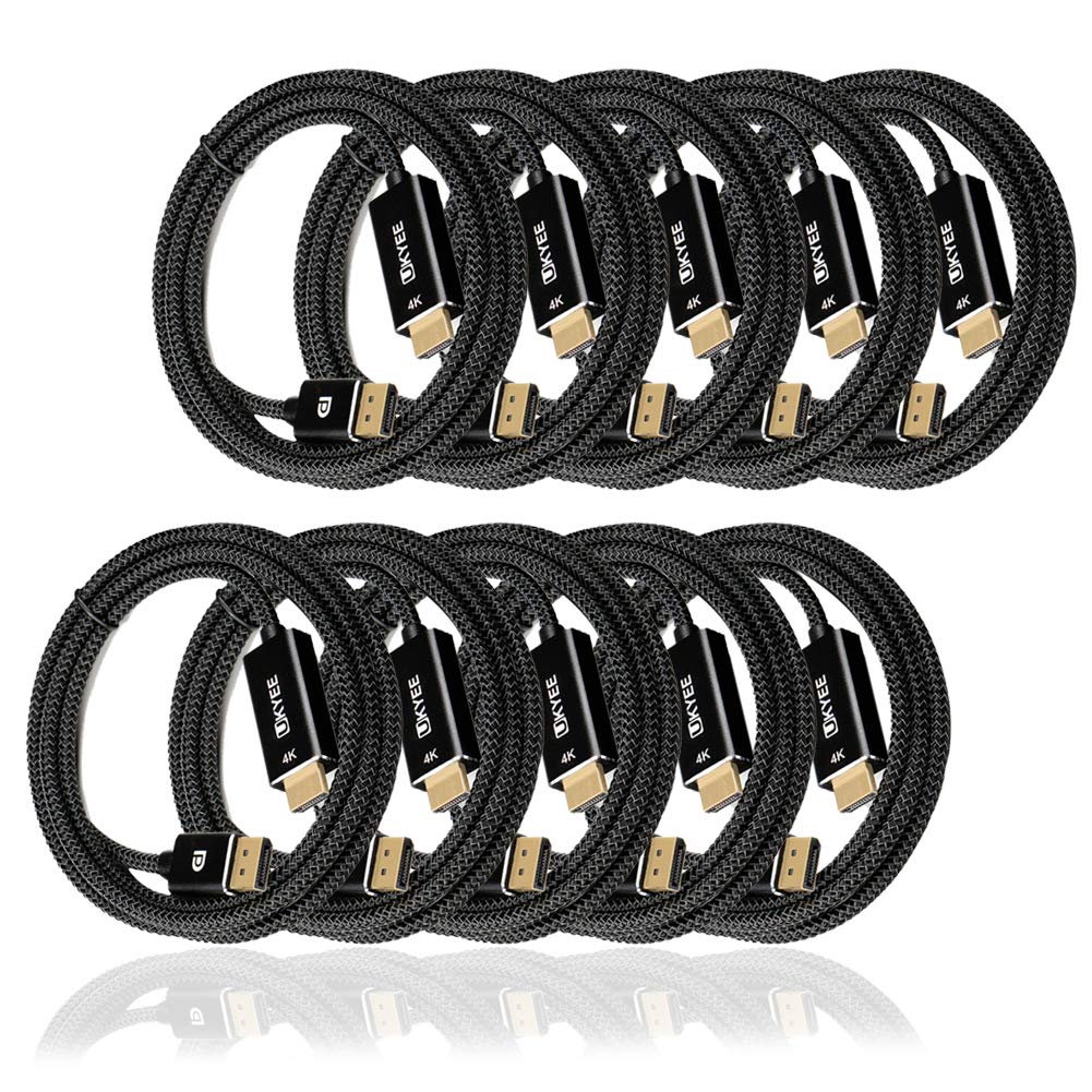 Amazon.com: UKYEE DisplayPort to HDMI Cable 6.6ft 4k 10-Pack, Nylon ...