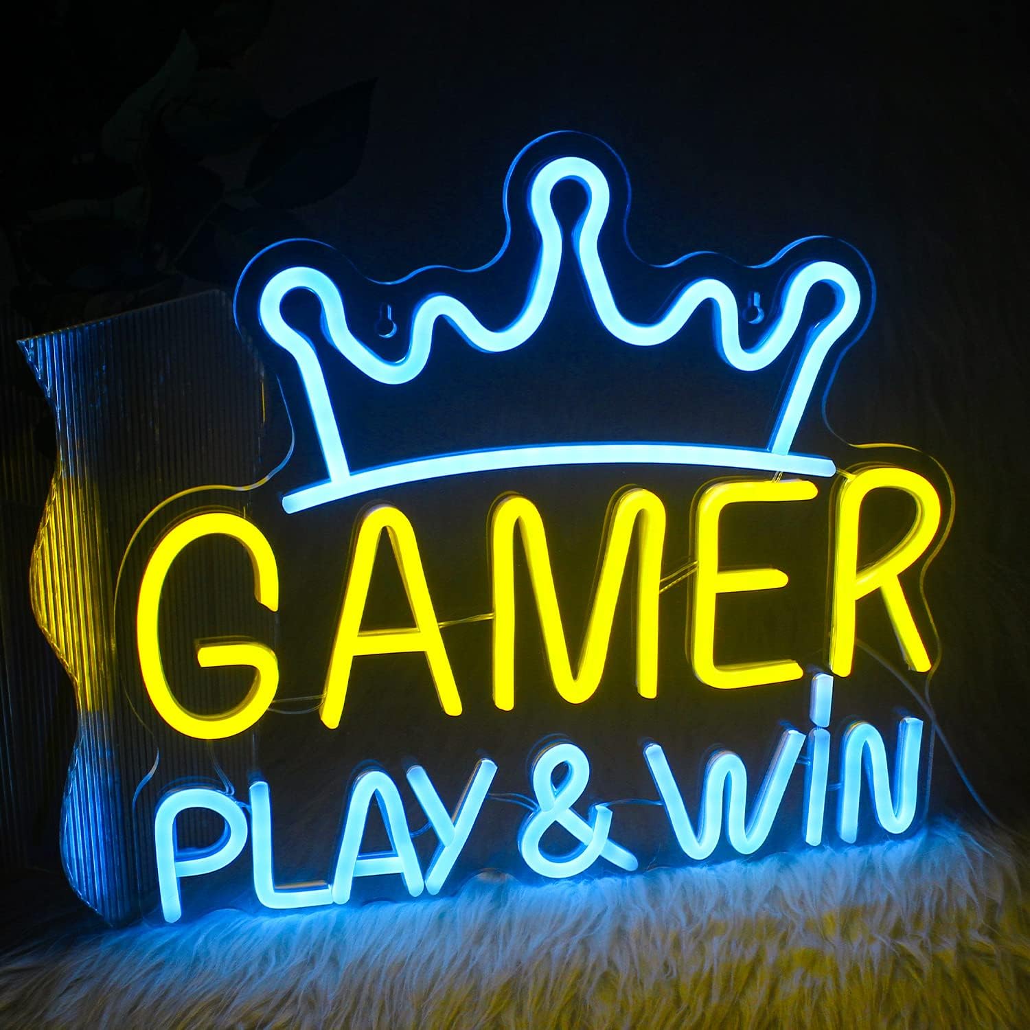 Ineonlife Gamer Crown Neon Signs LED Neon Sign Decor for Wall with USB ...