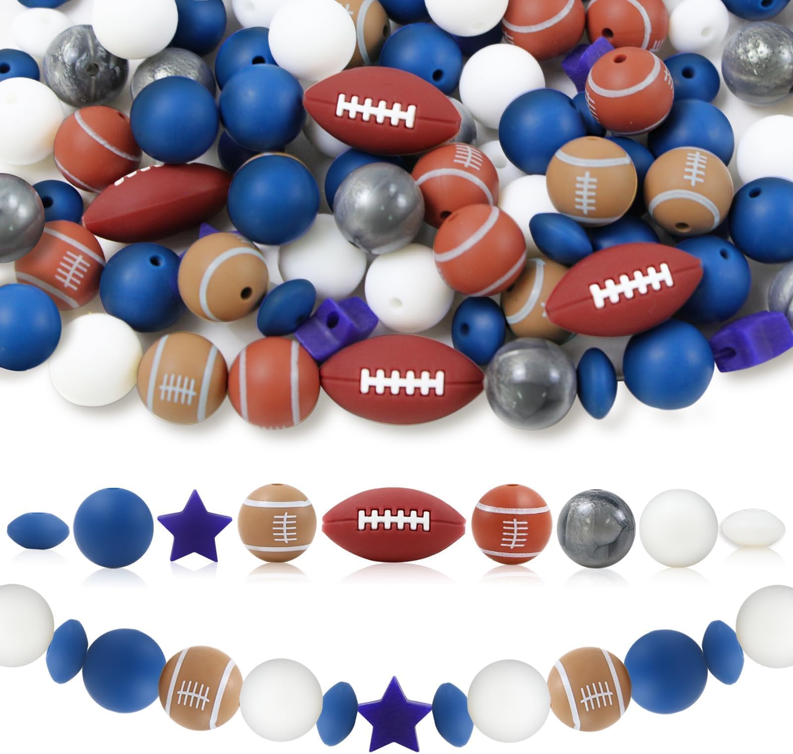 Amazon.com: YOKUSHI 32 Pcs Football Silicone Focal Beads for Pens Bulk ...