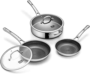 Amazon.com: Frying Pans Nonstick Set with Lid,Hybrid Non Stick 5 Quart Saute pan,10 inch Skillet ...