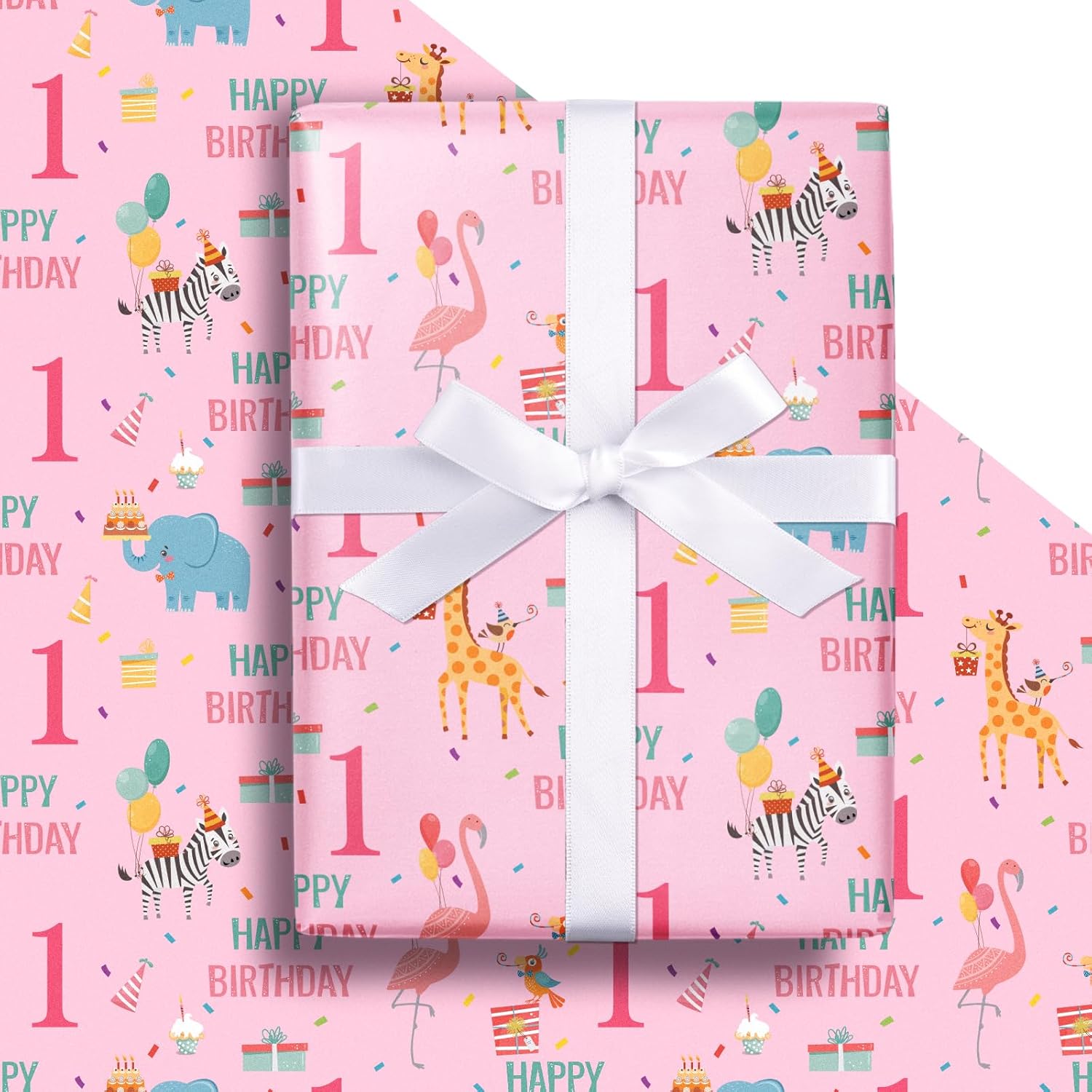Amazon LeZakaa 1st Birthday Wrapping Paper Roll Pink Happy amazon-lezakaa-1st-birthday-wrapping-paper-roll-pink-happy