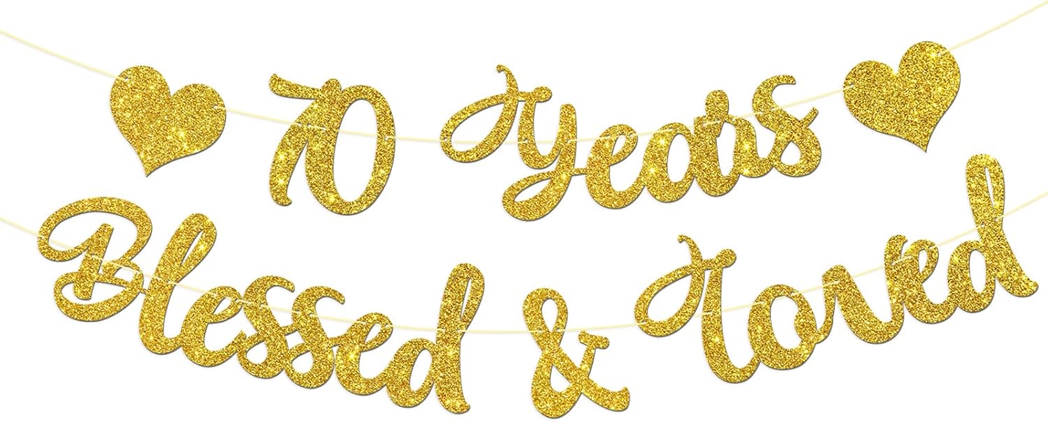 Amazon.com: Dill-Dall 70 Years Blessed & Loved Banner/Cheers to 70 ...