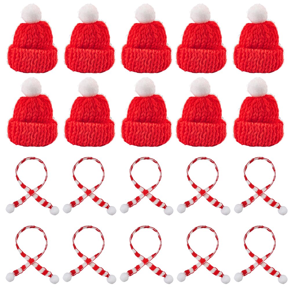 Amazon.com: SUNNYCLUE 24Pcs Mini Knit Hats with Mini Knit Scarf Red ...
