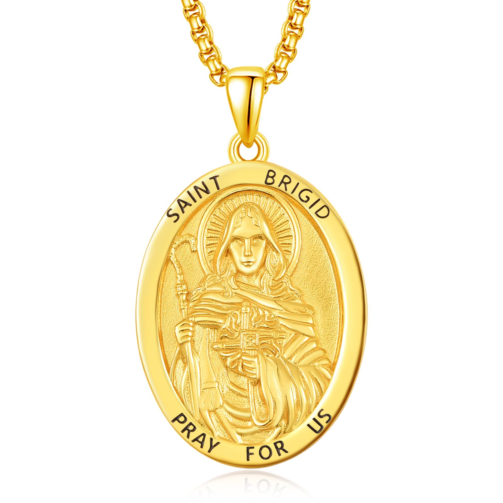 Snapklik.com : 24K Gold-Plated St Brigid Necklace Sterling Silver Saint ...