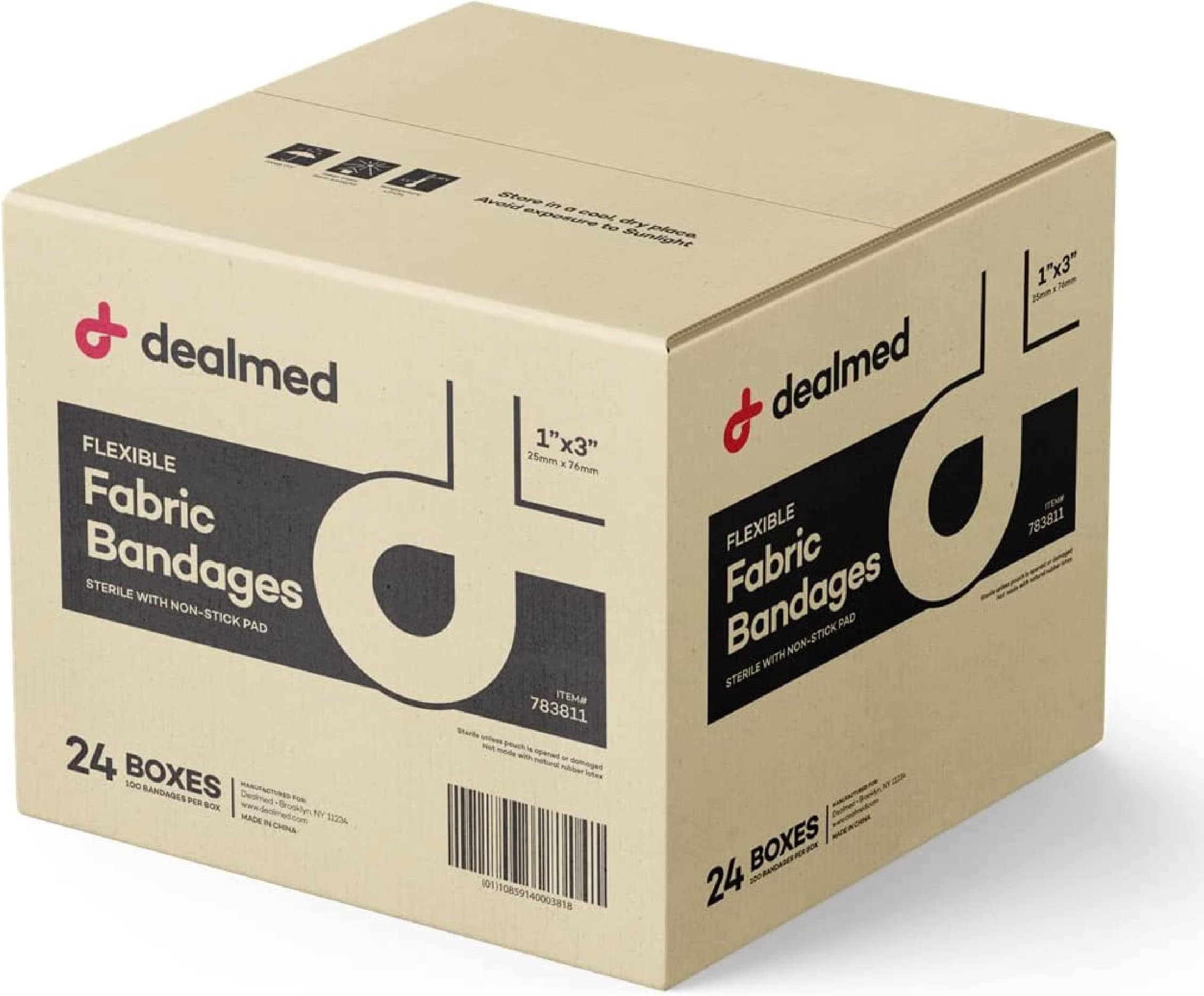 Amazon.com: Dealmed Sterile Flexible Fabric Adhesive Bandages – 1x3 ...