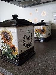 Amazon.com: Certified International 3 Piece French Sunflowers Canister ...
