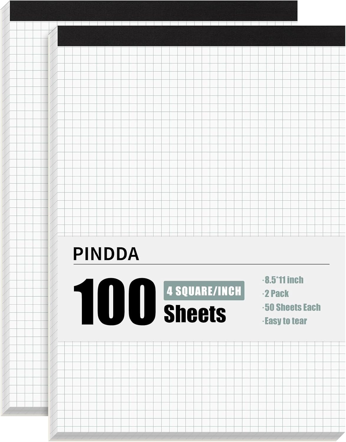 Amazon.com : Graph Paper Notebook, 2 Pack, 8.5 x 11 Grid Paper, 4x4 ...