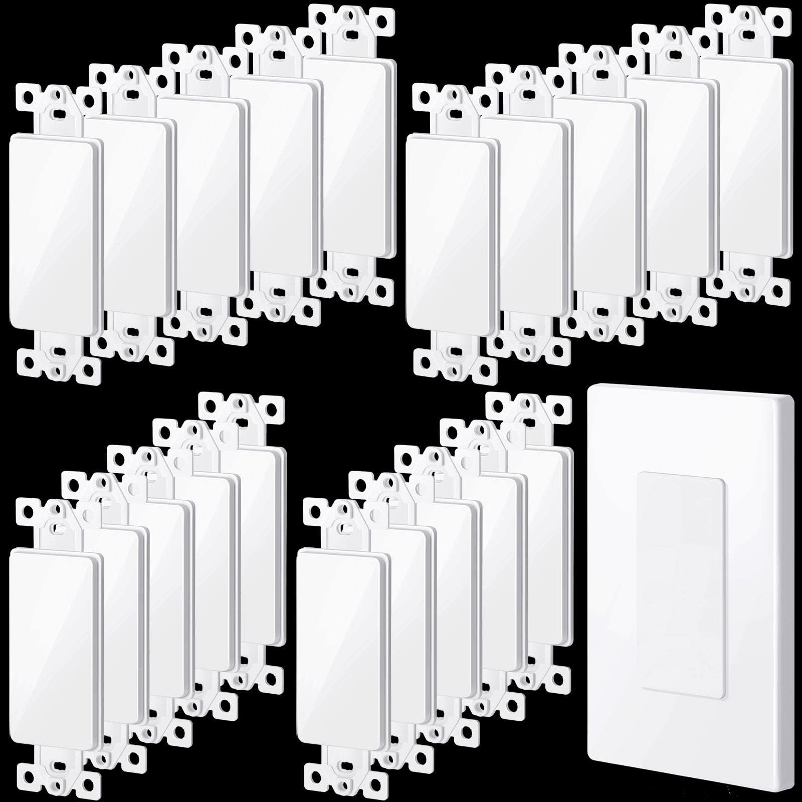 20 Pieces Blank Wall Switch Insert White Plastic Wall Plate Switch ...