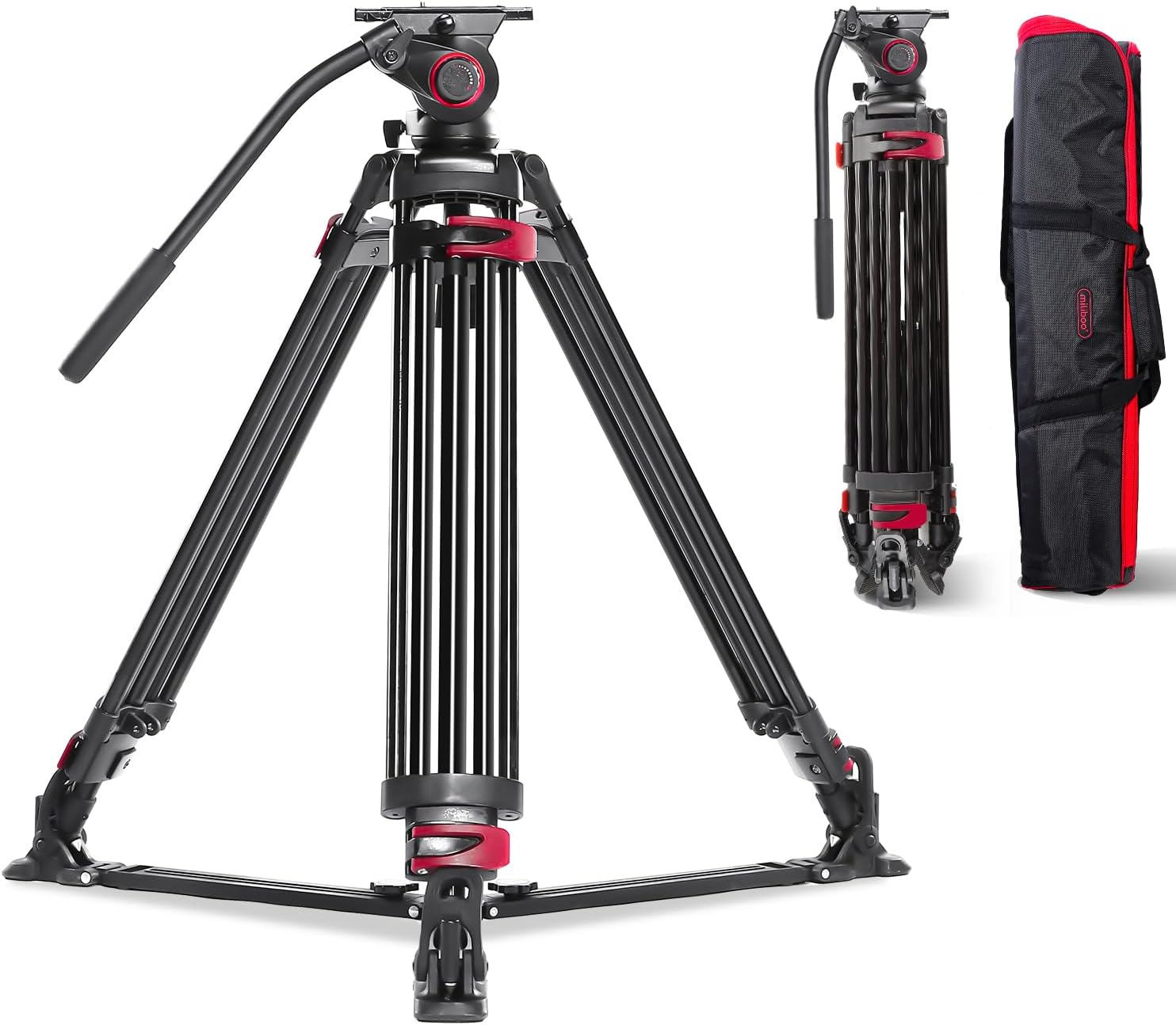 COMAN KX3636 Professional Heavy Duty Aluminum 74 Inch Tripod Kit Twin ...