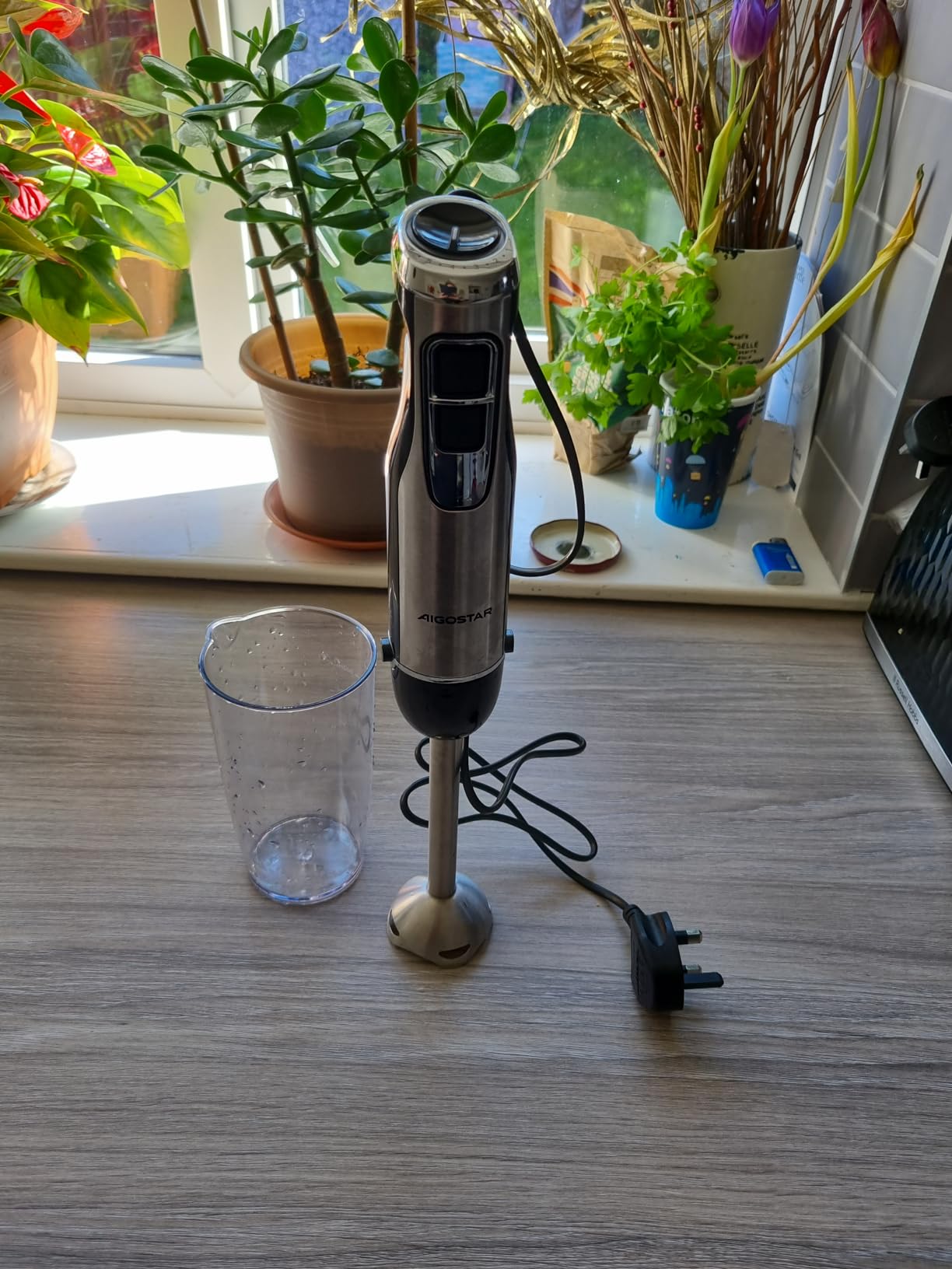 Aigostar 1000W Hand Blender with 600ml Beaker, Food Blender with 6 ...