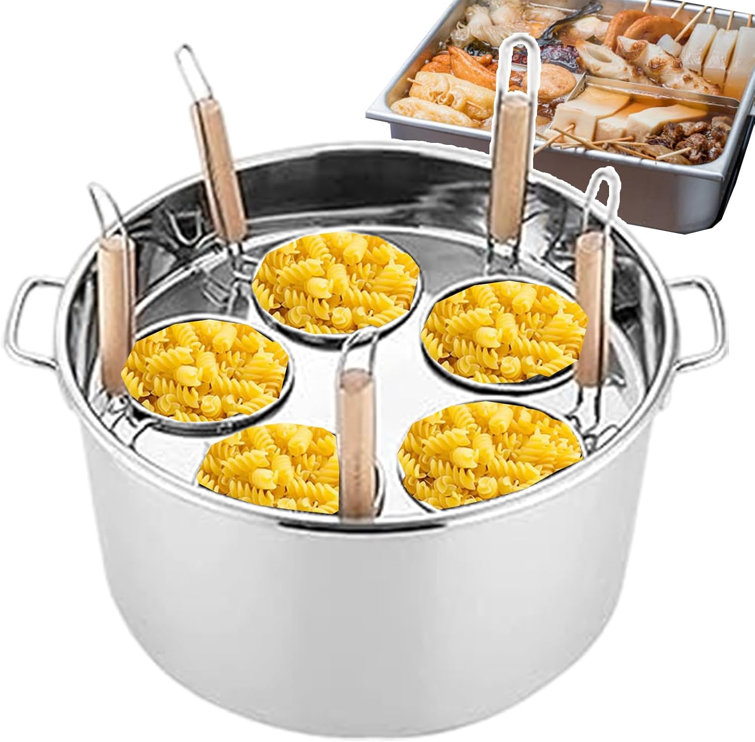 5 Hole Pasta Cooker for Food Stalls, Cooker Set Includes 5-Hole Noodle ...