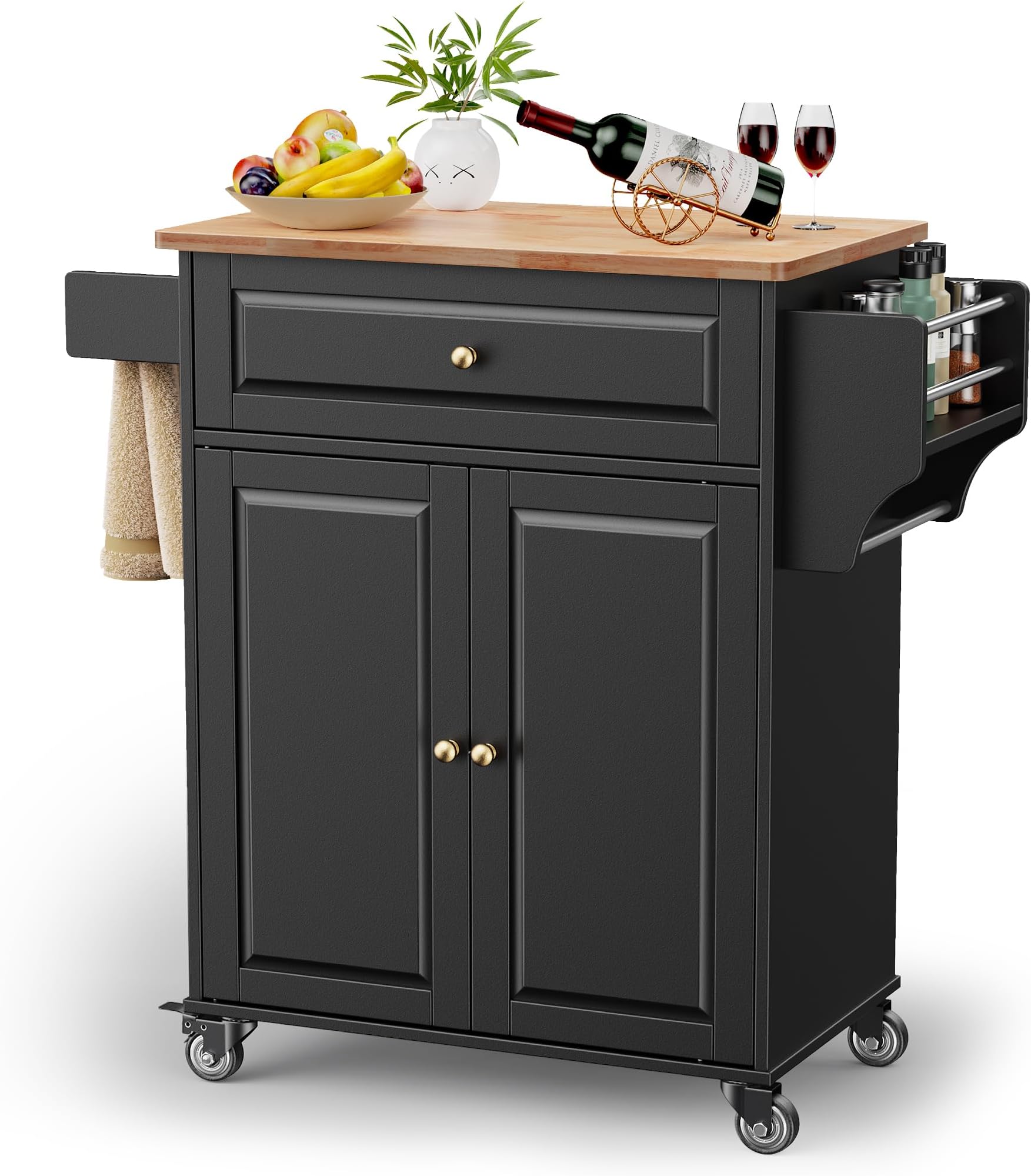 Amazon.com: HOMCOM Kitchen Island with Storage, Rolling Kitchen Cart ...