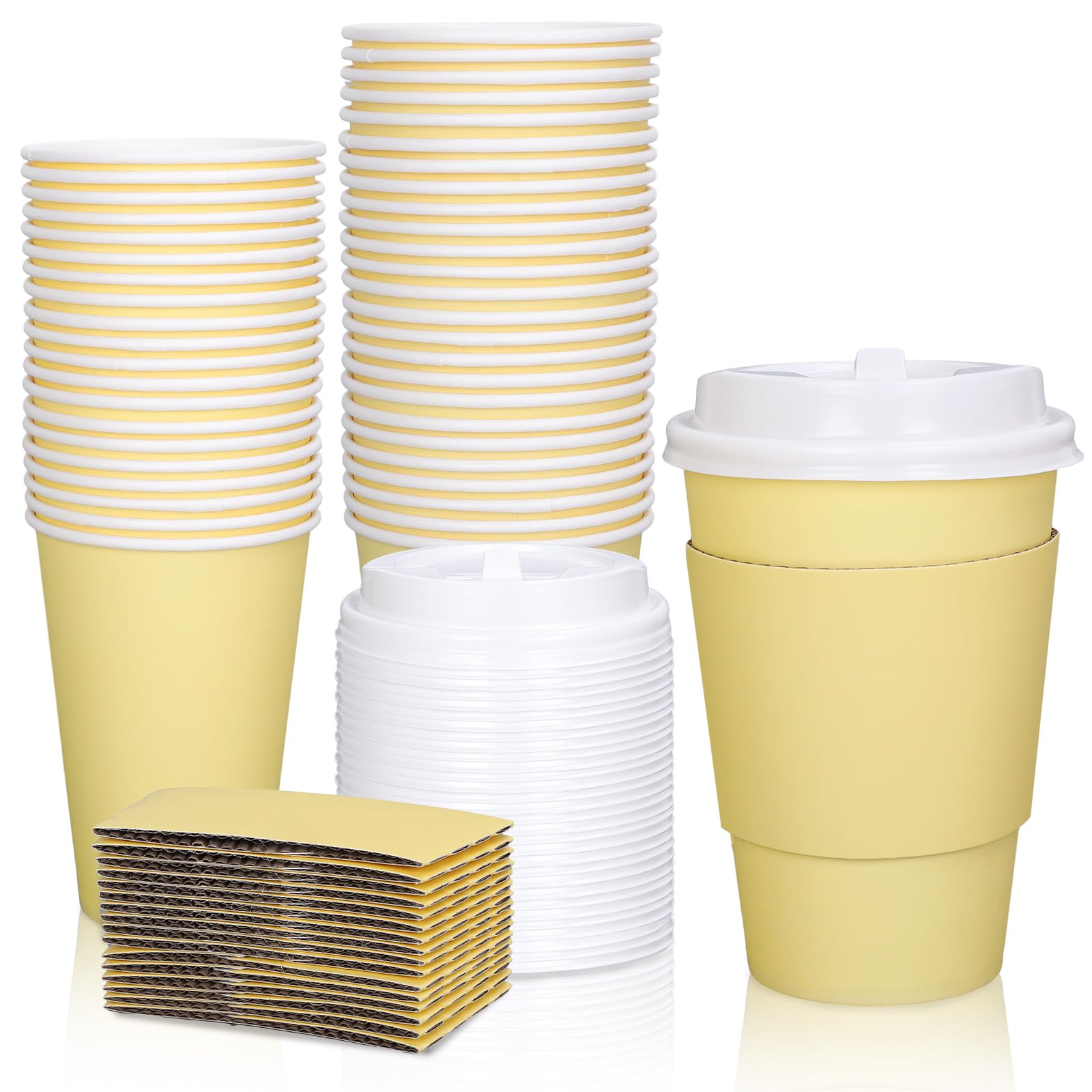 Amazon.com: JarThenaAMCS 50 Set Light Yellow Disposable Coffee Cups ...