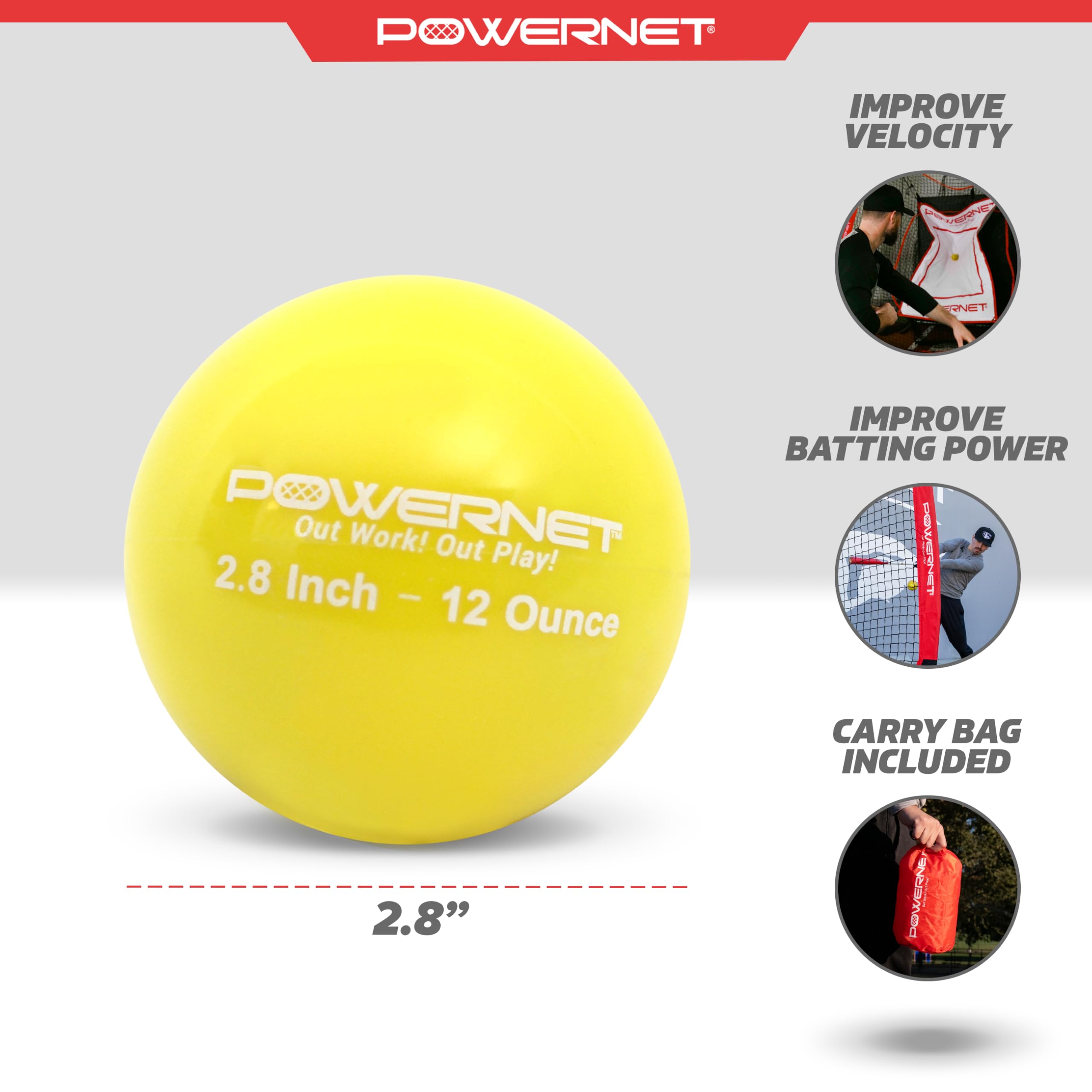 Snapklik.com : PowerNet Weighted Baseballs For Hitting Training, Baseball Training Equipment For ...