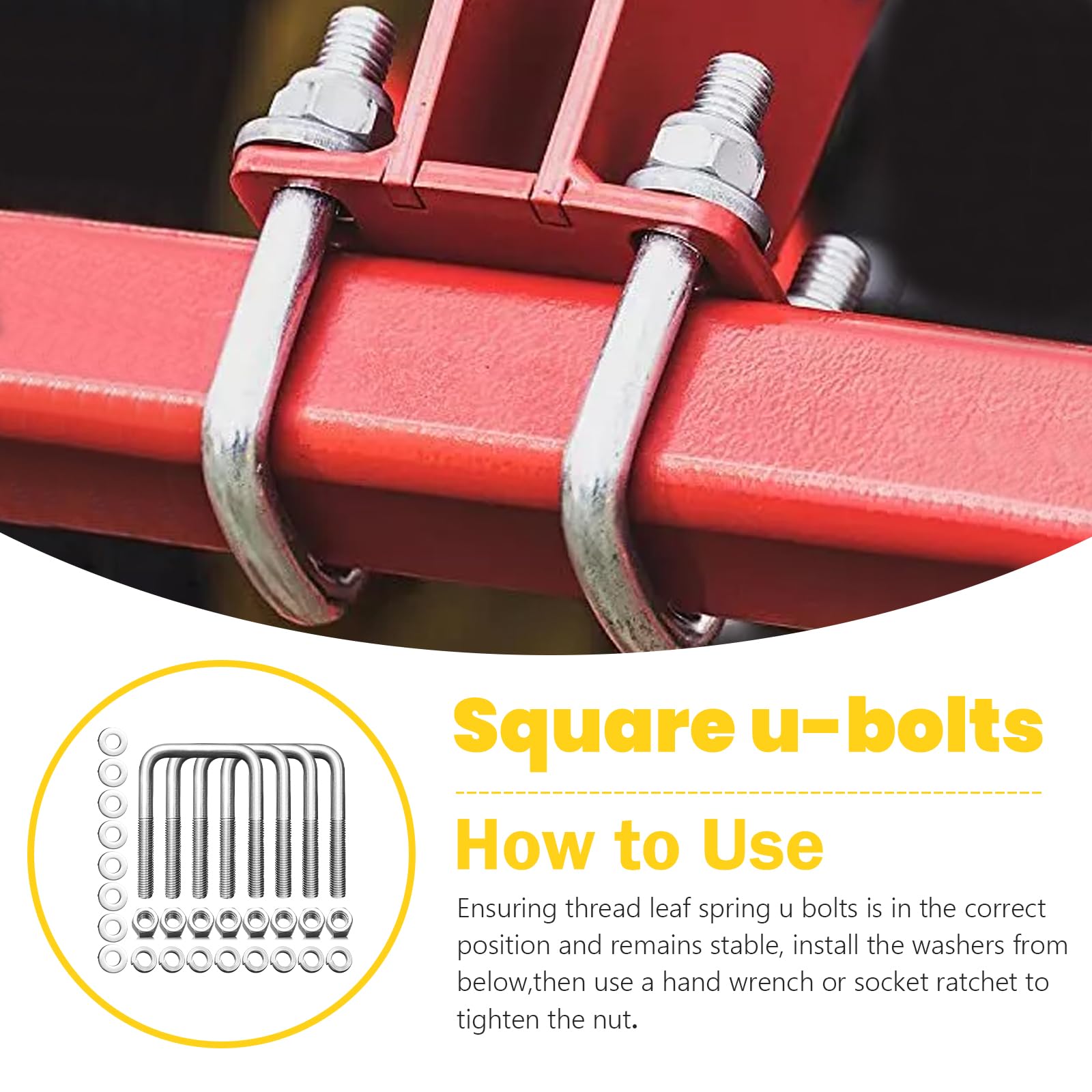 Made In The U.S.A. (4) 304 Stainless Steel Square U-Bolts 1/2" Diameter