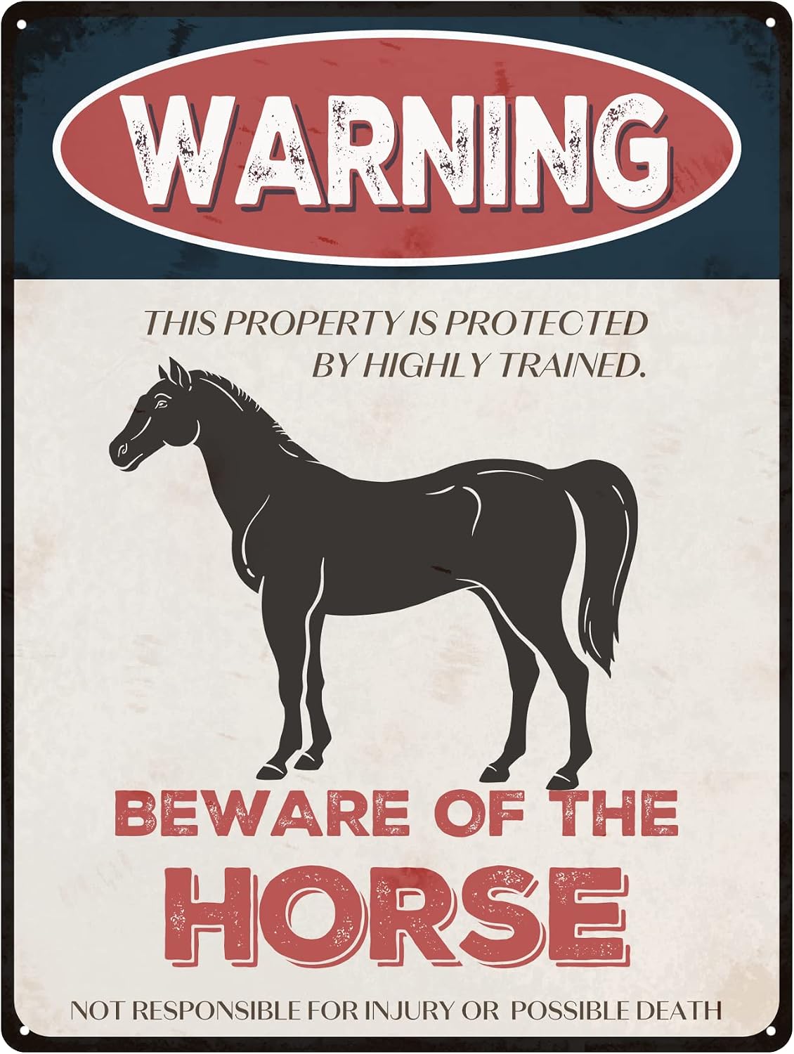 Amazon.com : Gerite Vintage Animal Warning Signs - Beware of Horse ...