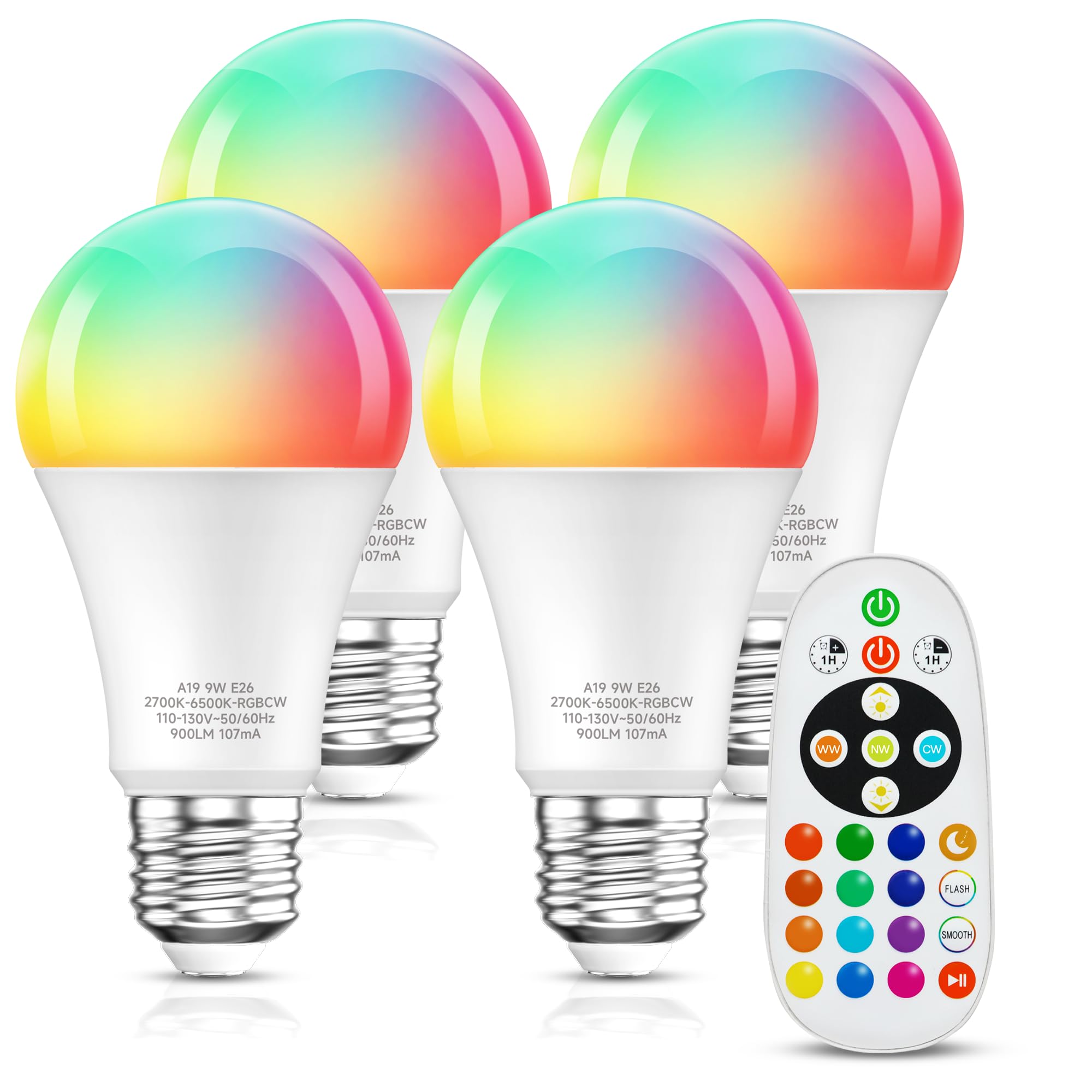 Eastiya Color Changing Light Bulb, 80W Equivalent LED Bulbs, 900LM ...