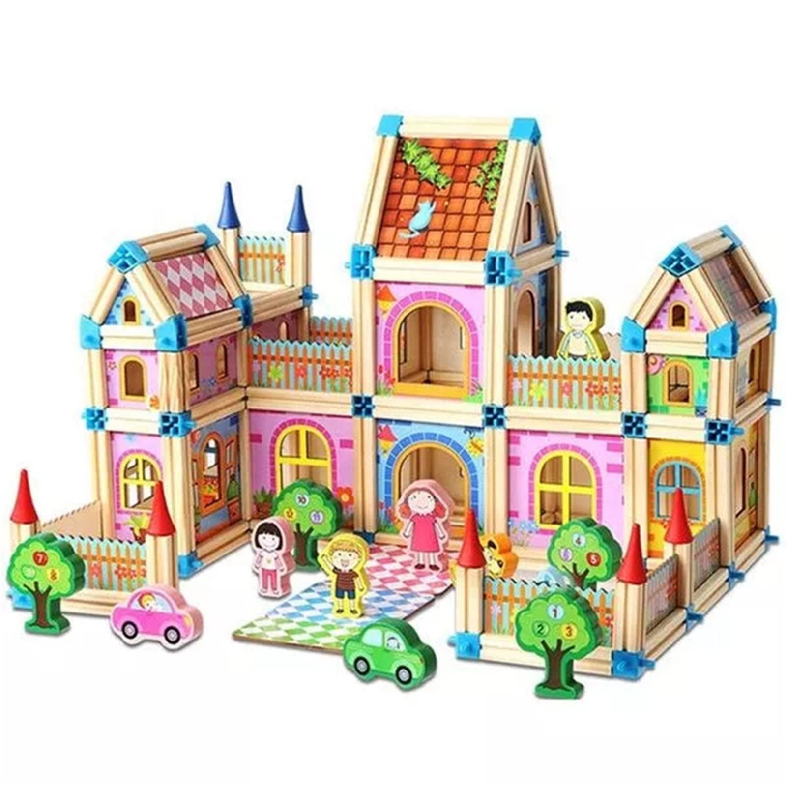 Buy wastreake DIY Master of Architecture Wooden Castle Blocks, Three ...
