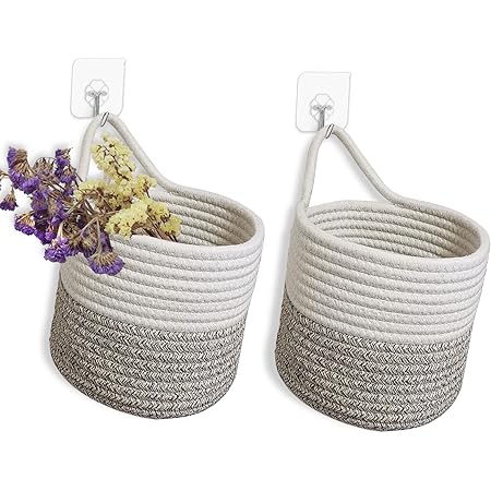 Amazon.com: sansheng 4 Pack Wall-Hanging Storage Bags Cotton Linen ...