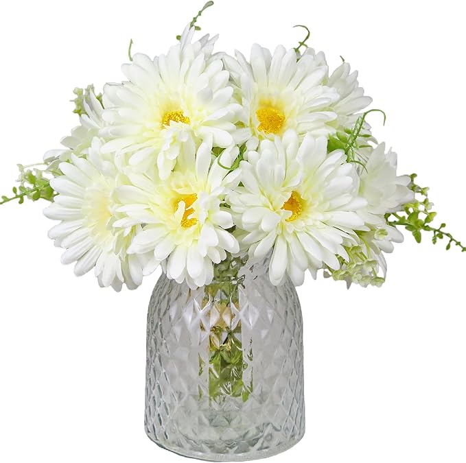 Amazon.com: TOPIA Fake Flowers Artificial Daisies & Gerbera Bouquet ...
