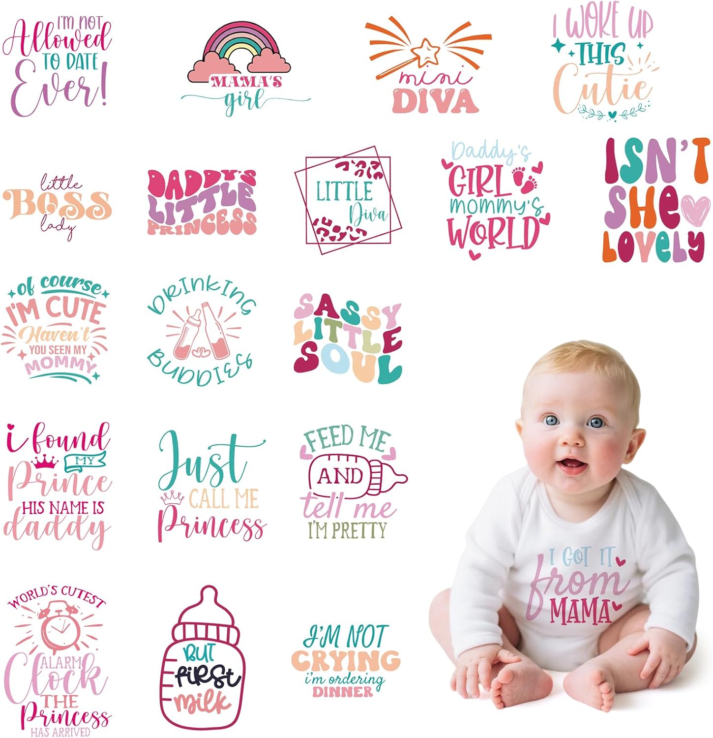 Amazon.com: Baby DTF Transfers Ready to Press - Joybileefun 19 Sheets ...