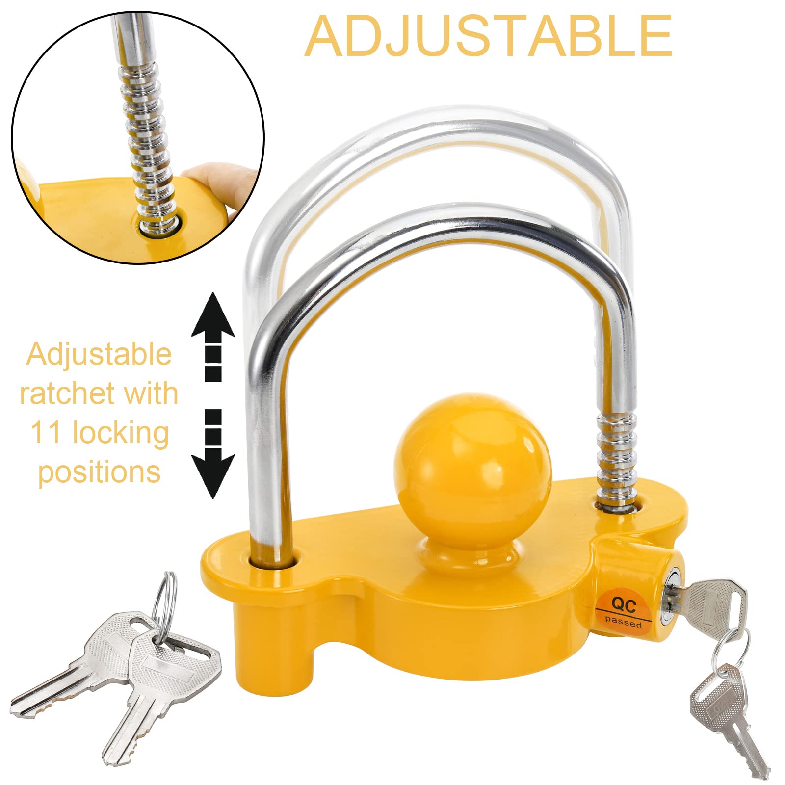 Snapklik.com : Yesland Trailer Hitch Locks, Universal Adjustable U ...
