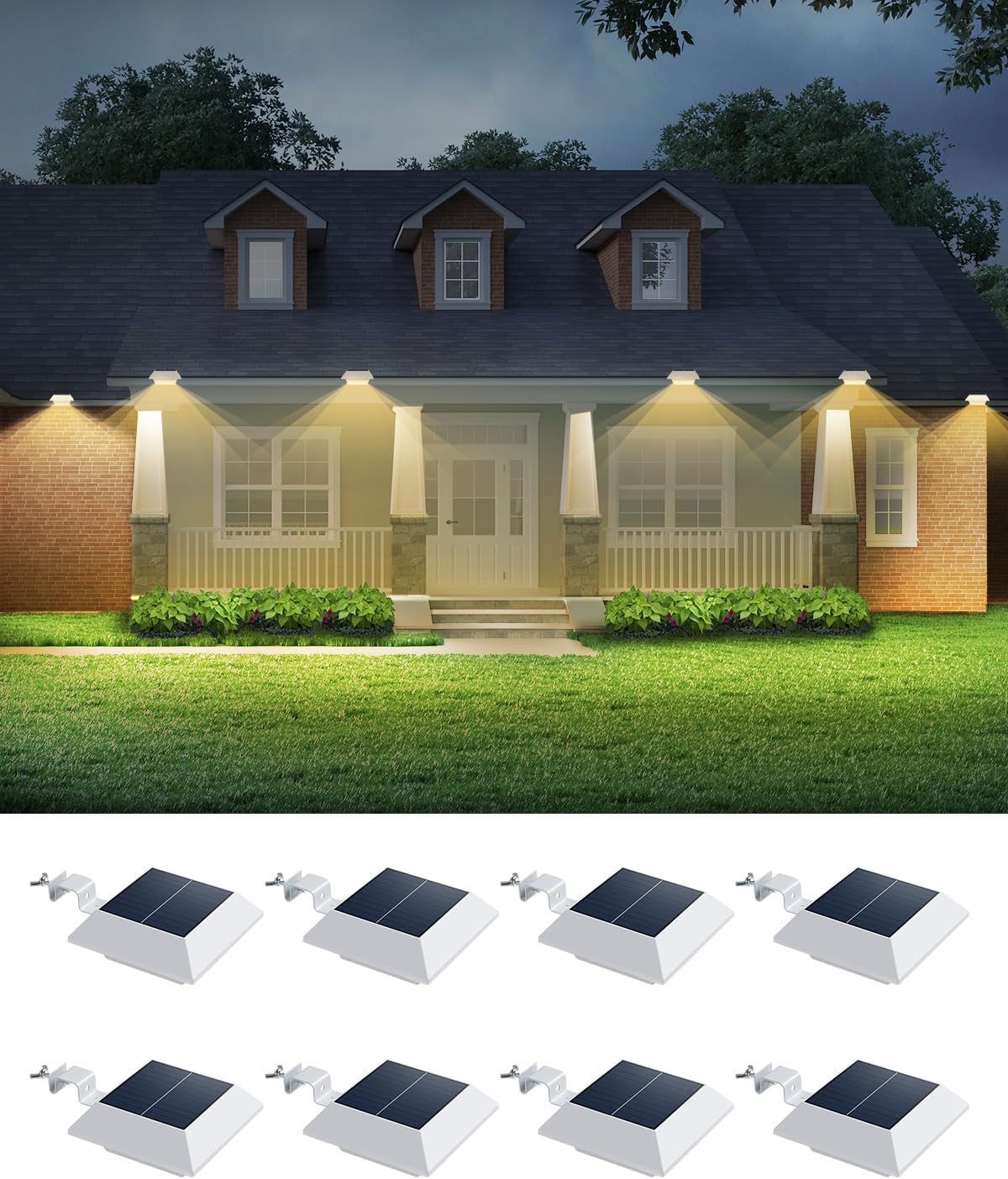 8 Pack Solar Powered Gutter Lights Outdoor Decorative Waterproof 12 ...