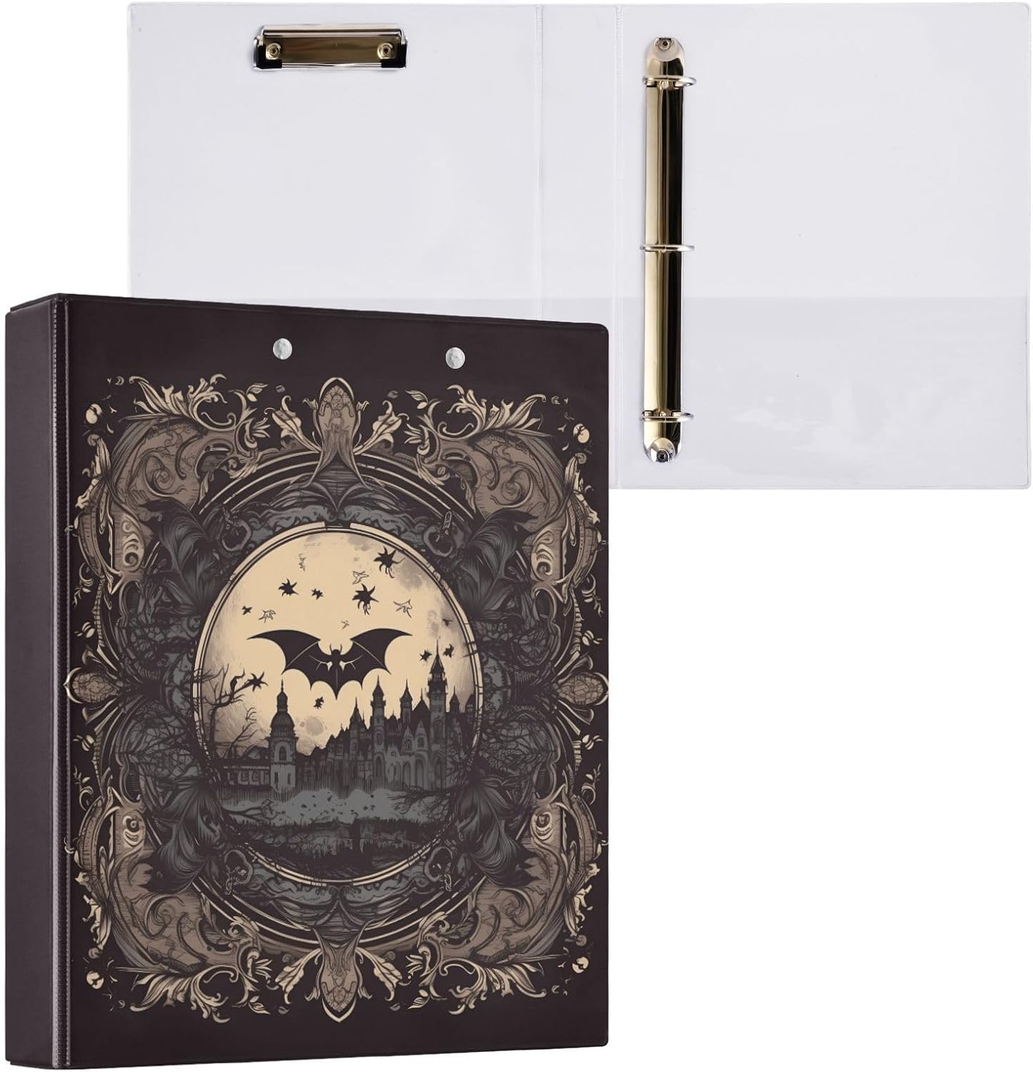 Amazon.com : Retro Bats Goth Castle Black Three Rings Binder 1-1/2 Inch ...