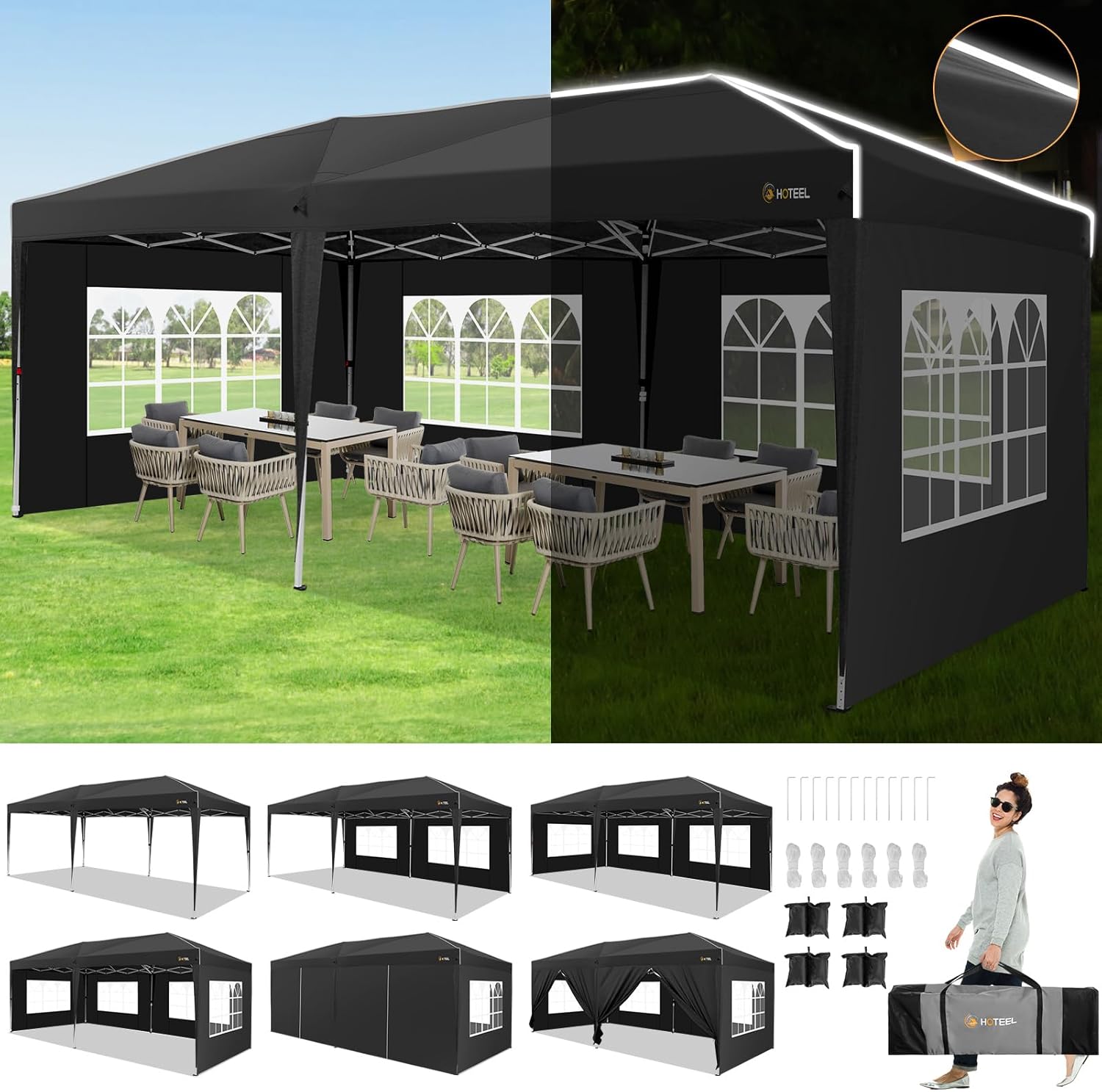 Amazon.com : HOTEEL 10x20 Canopy with Sidewalls, Outdoor Tents for ...